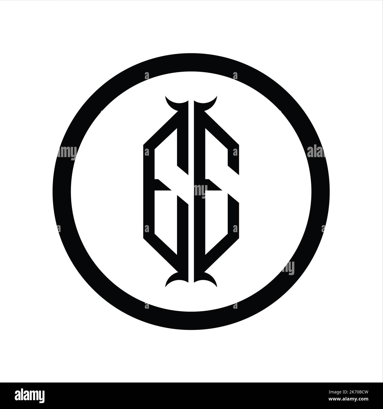 EE Logo monogram letter with hexagon horn shape design template Stock ...