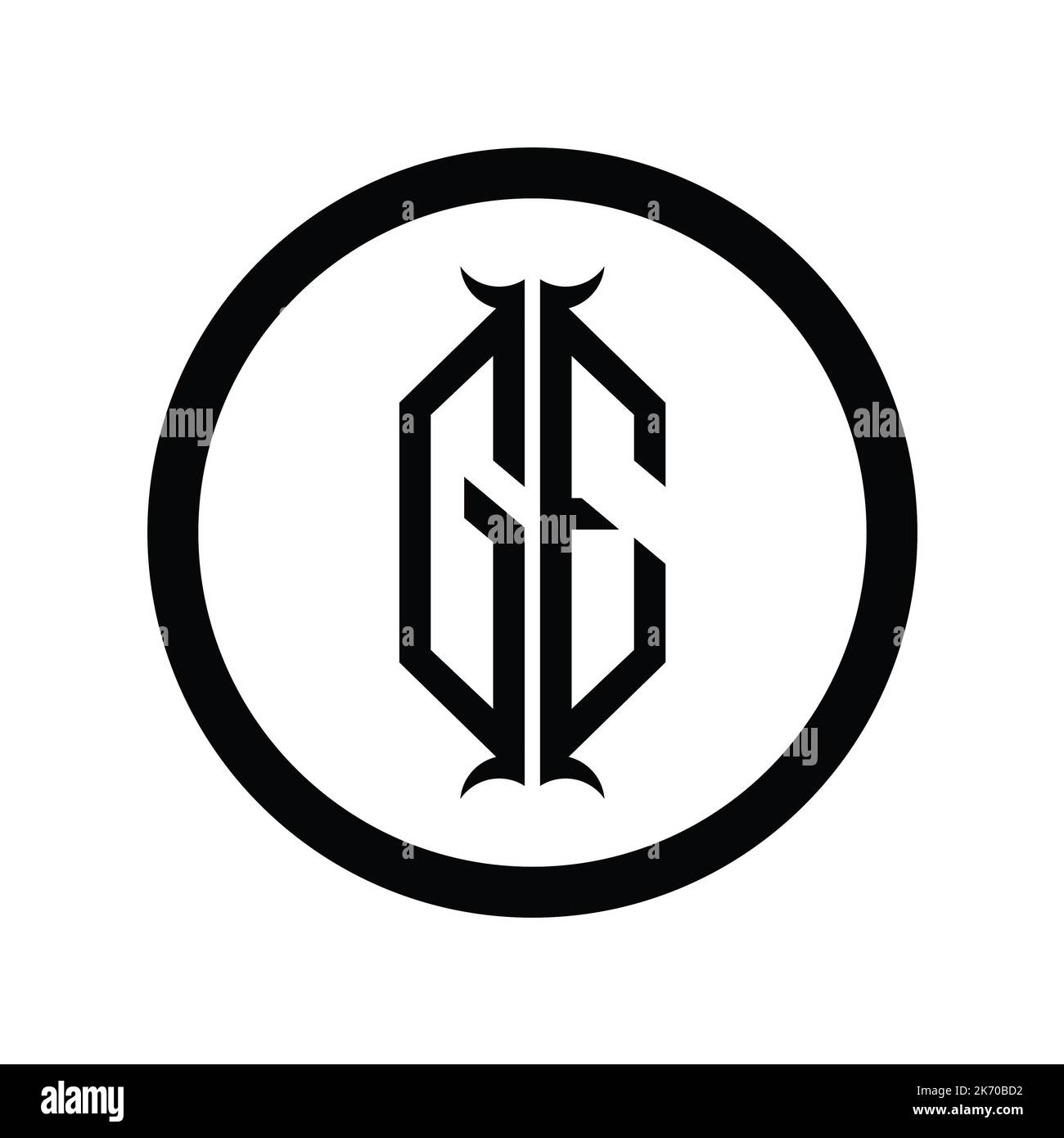 EG Logo monogram letter with hexagon horn shape design template Stock ...