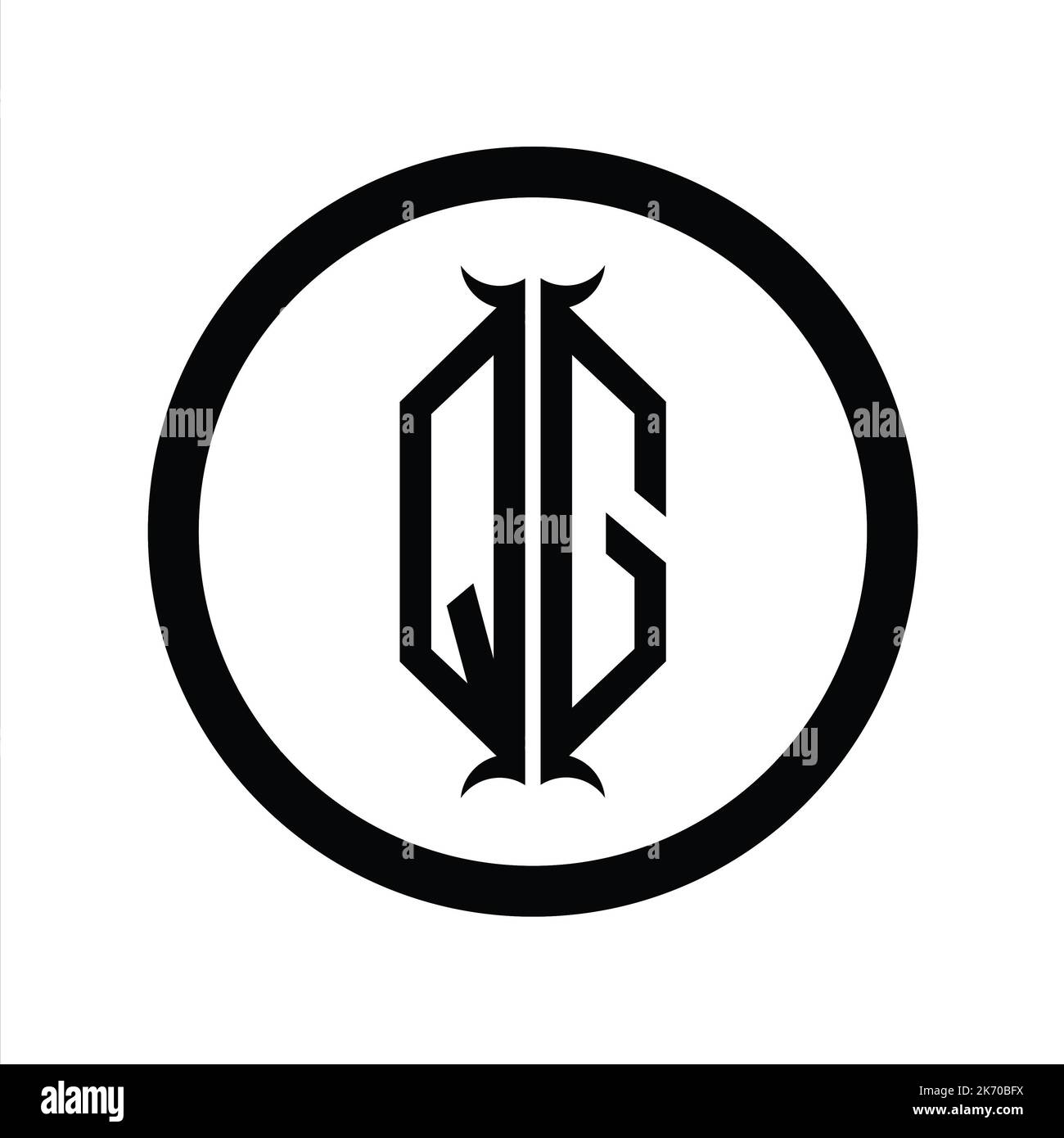 GQ Logo monogram letter with hexagon horn shape design template Stock ...