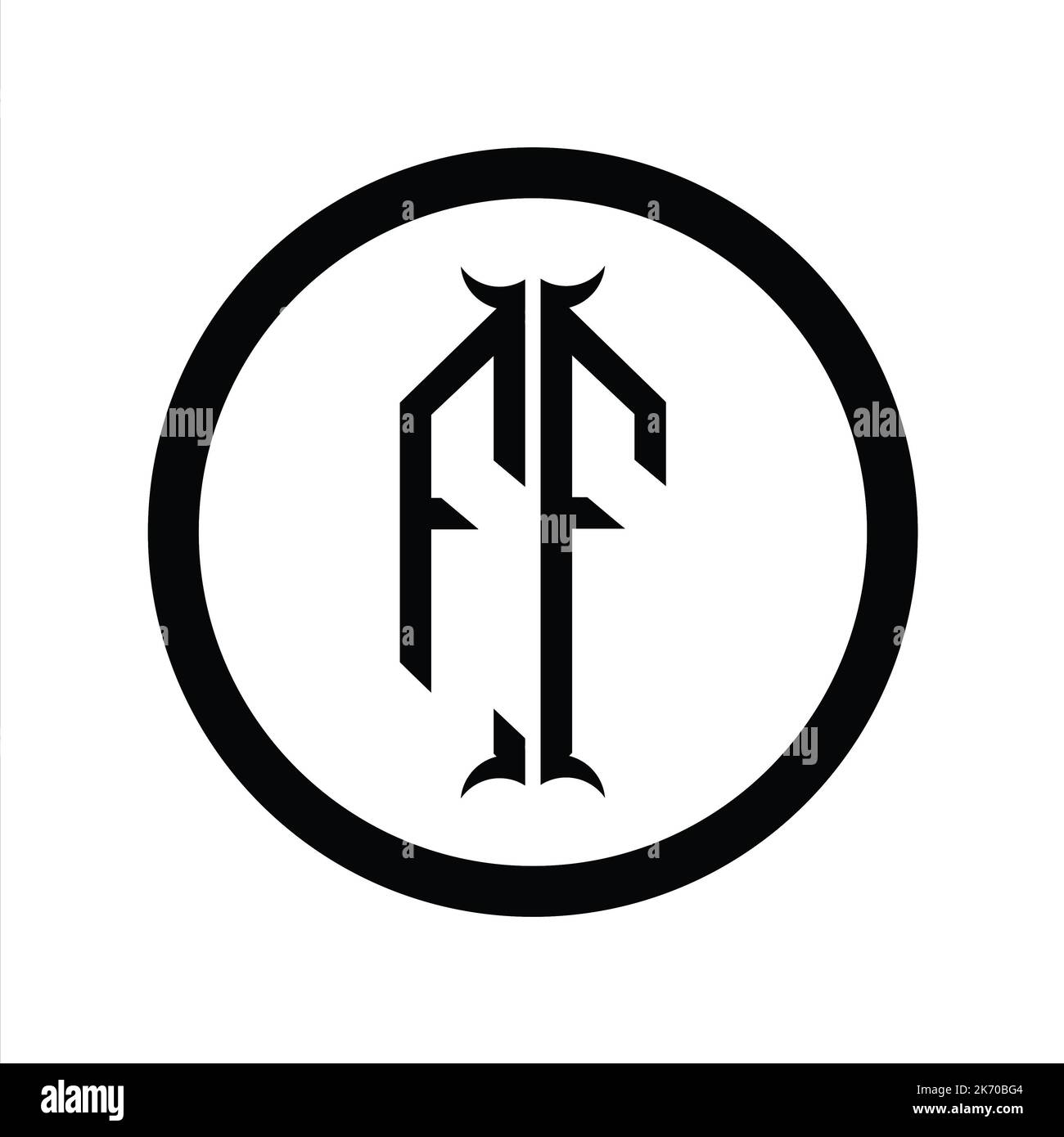 FF Logo monogram letter with hexagon horn shape design template Stock ...
