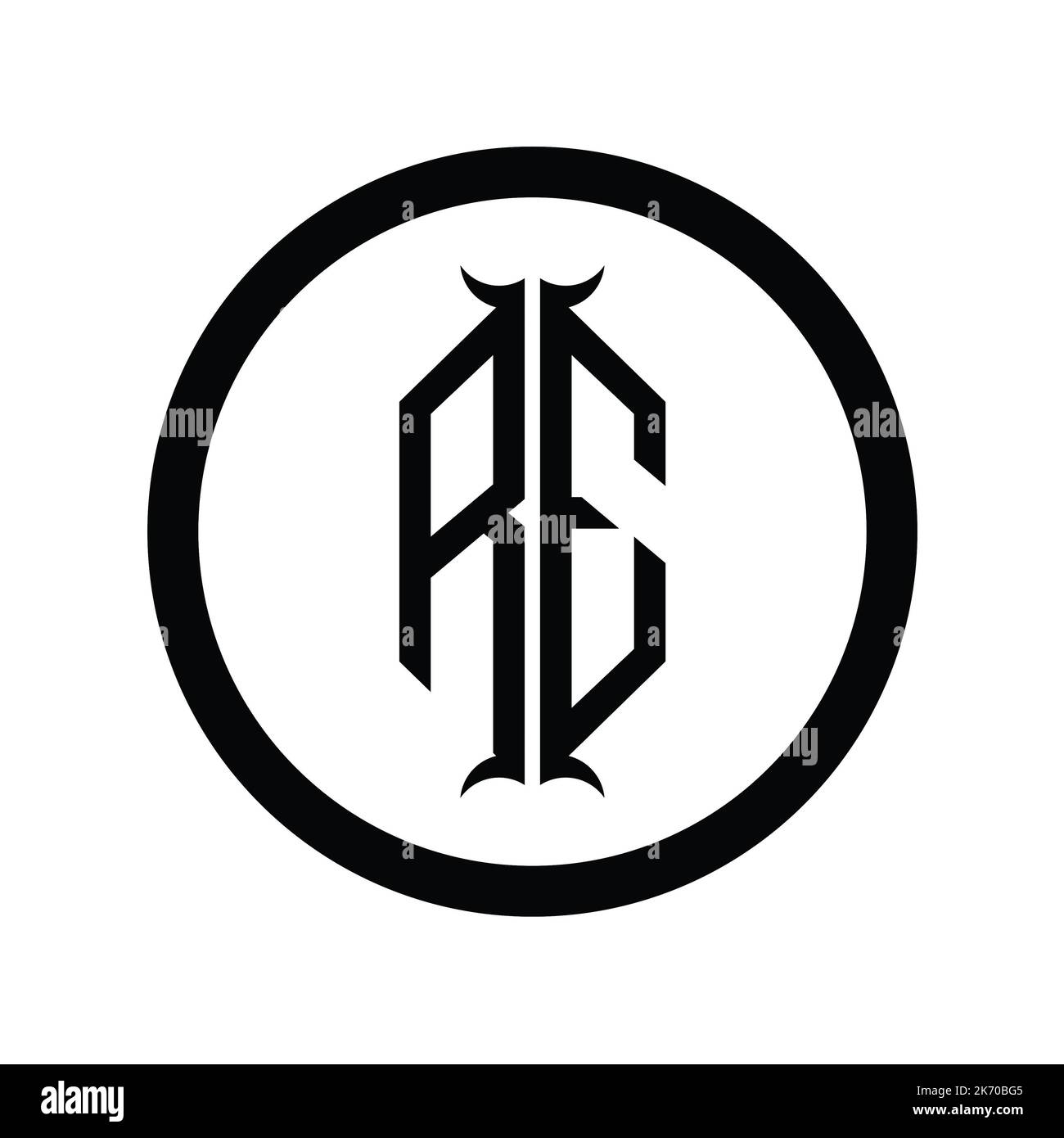 ER Logo monogram letter with hexagon horn shape design template Stock ...