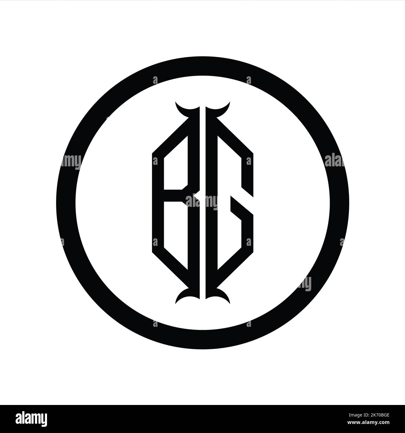 GB Logo monogram letter with hexagon horn shape design template Stock ...
