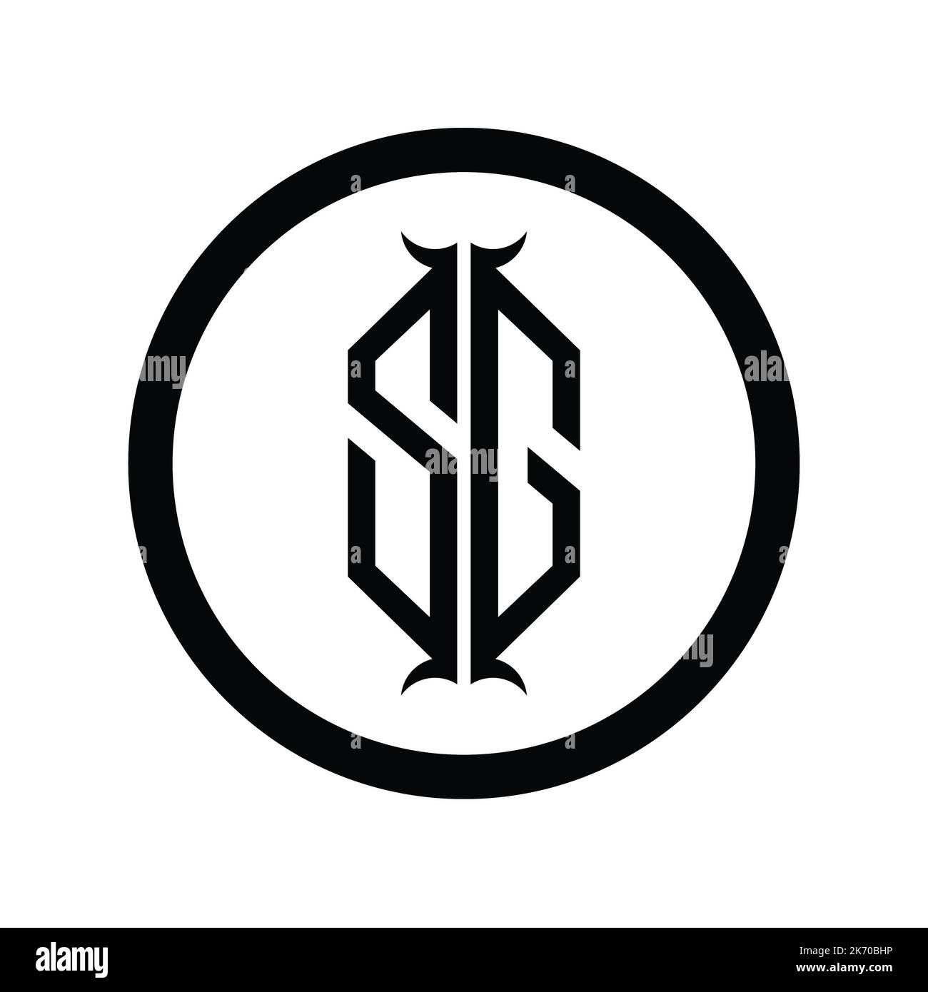 GS Logo monogram letter with hexagon horn shape design template Stock ...