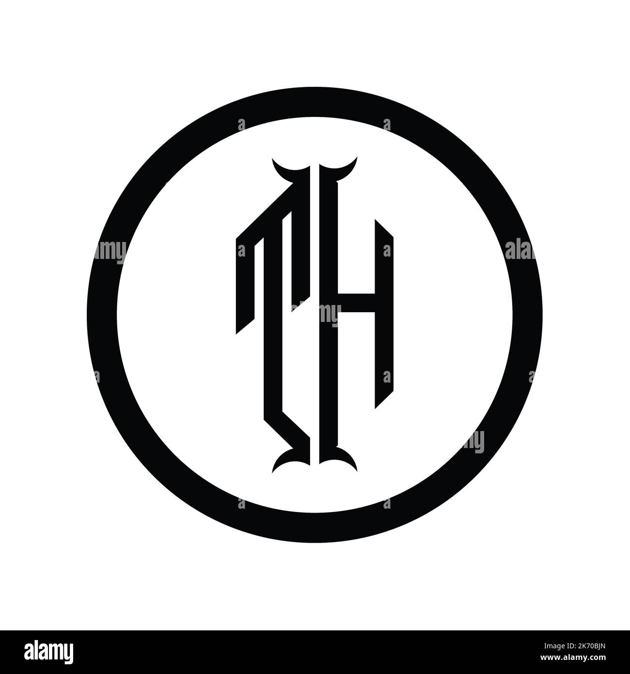 HT Logo monogram letter with hexagon horn shape design template Stock ...