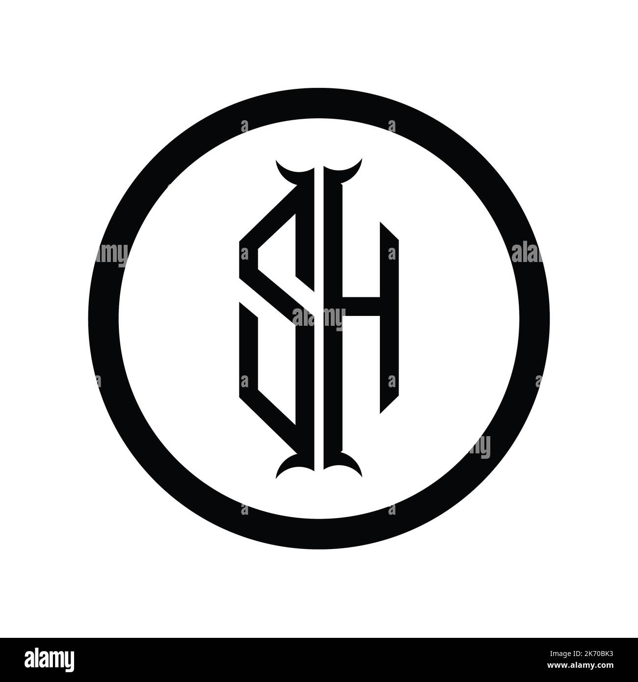 HS Logo monogram letter with hexagon horn shape design template Stock ...
