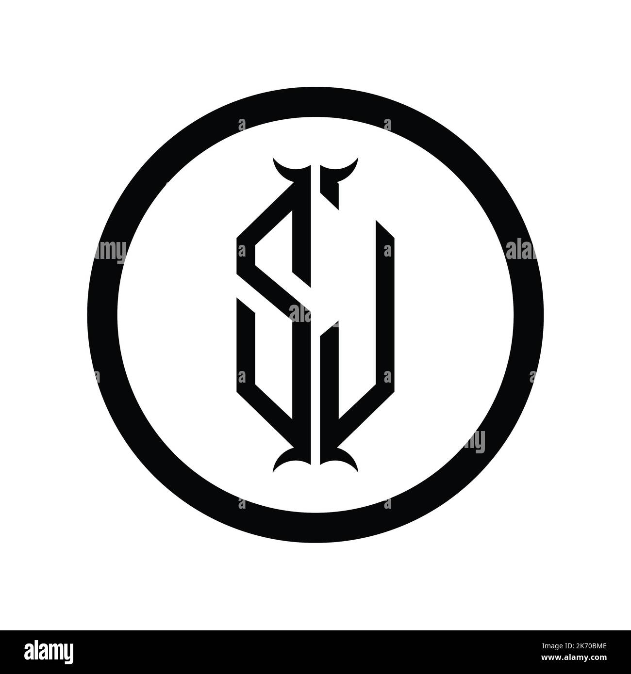 JS Logo monogram letter with hexagon horn shape design template Stock ...