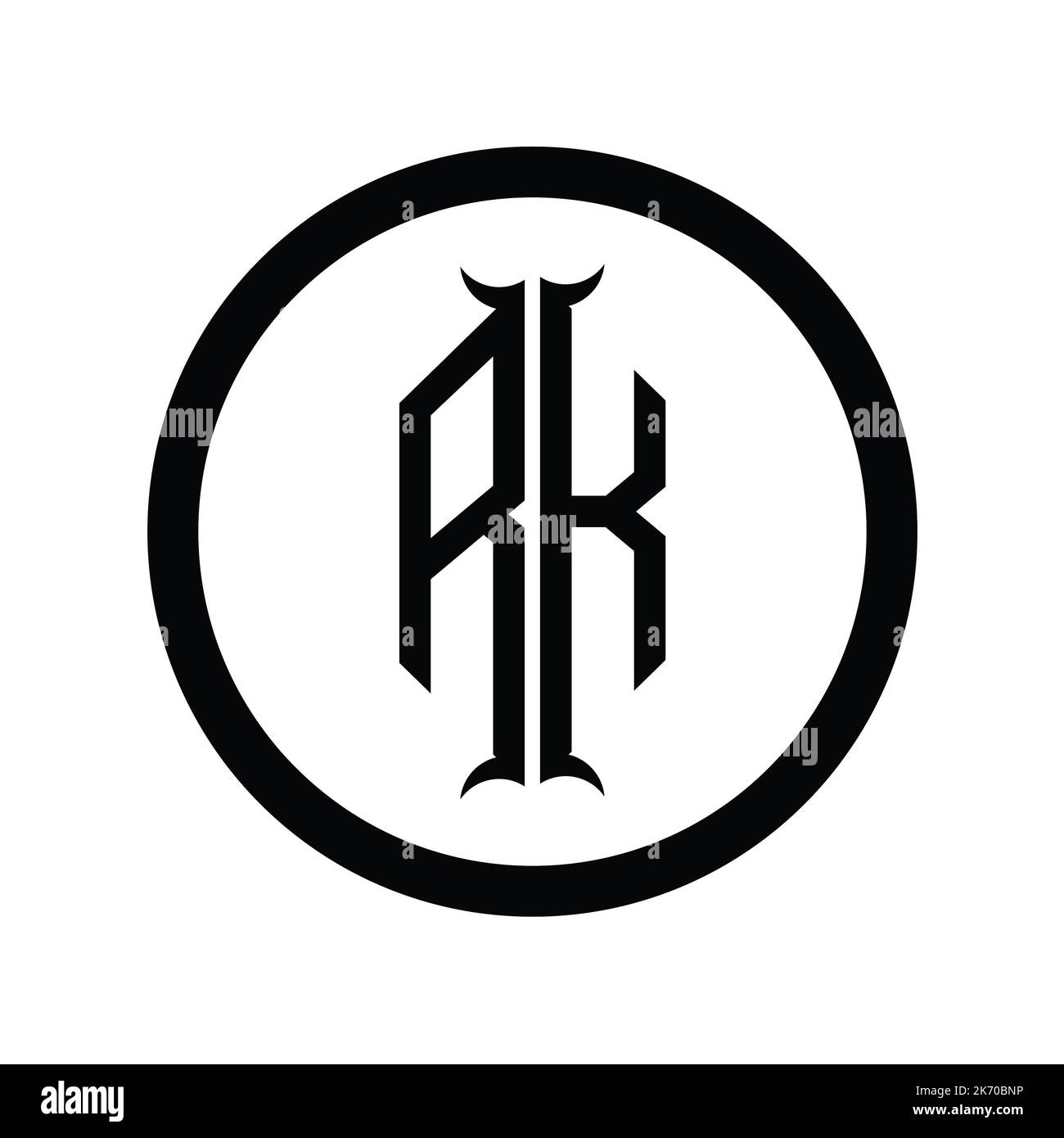 KR Logo monogram letter with hexagon horn shape design template Stock ...