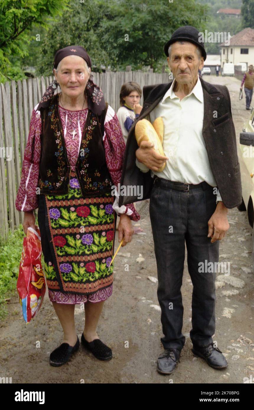 Sibiu County, Transylvania, Romania, approx. 2000. Couple dressed in ...