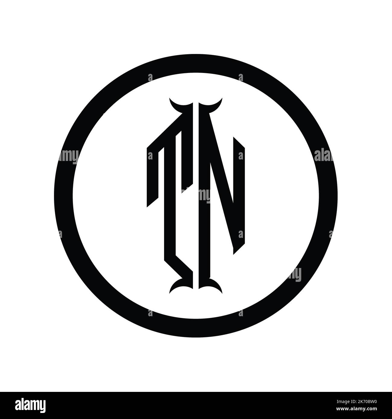 NT Logo monogram letter with hexagon horn shape design template Stock ...