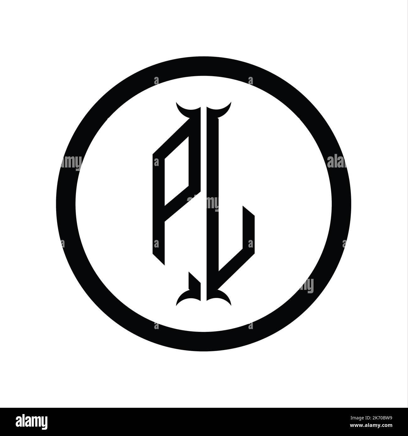 LP Logo monogram letter with hexagon horn shape design template Stock ...