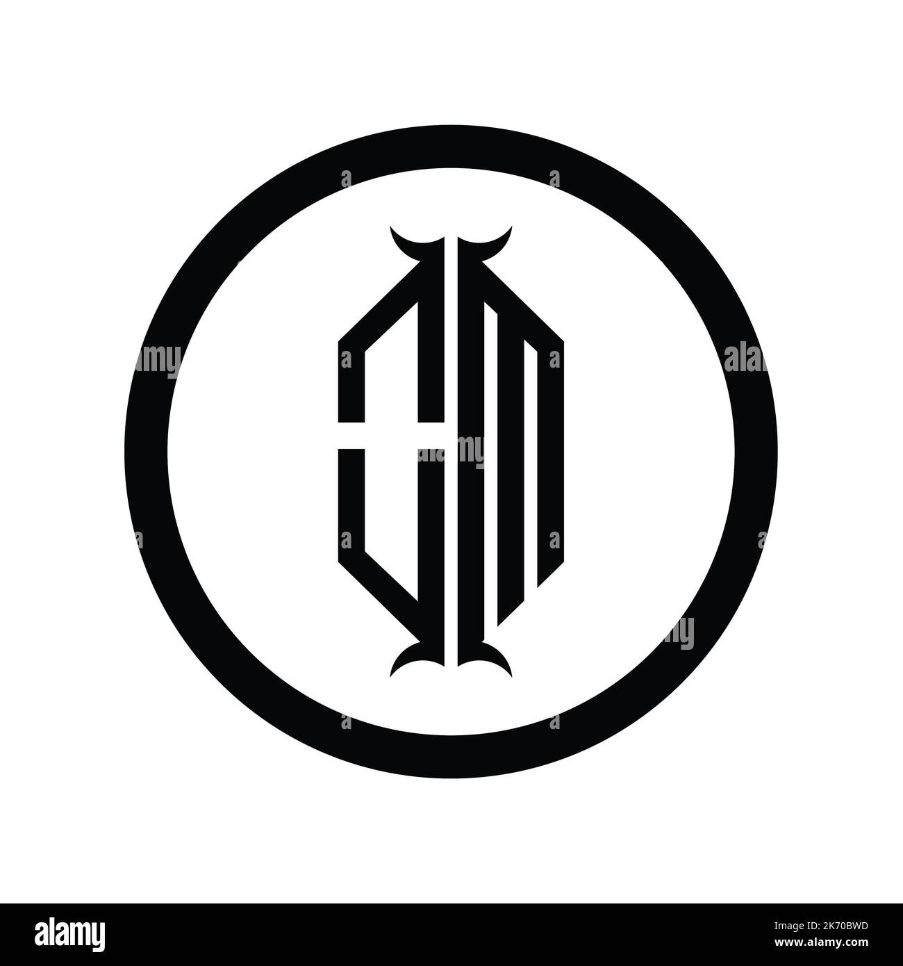 MO Logo monogram letter with hexagon horn shape design template Stock ...