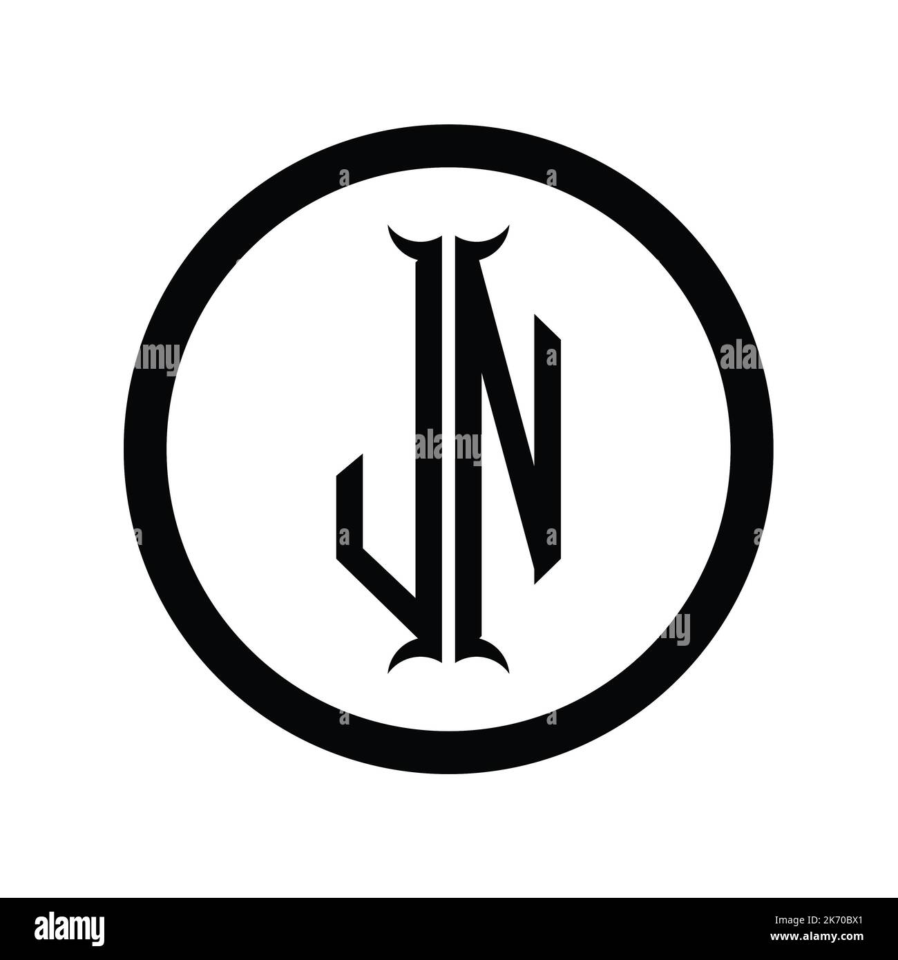 NJ Logo monogram letter with hexagon horn shape design template Stock ...