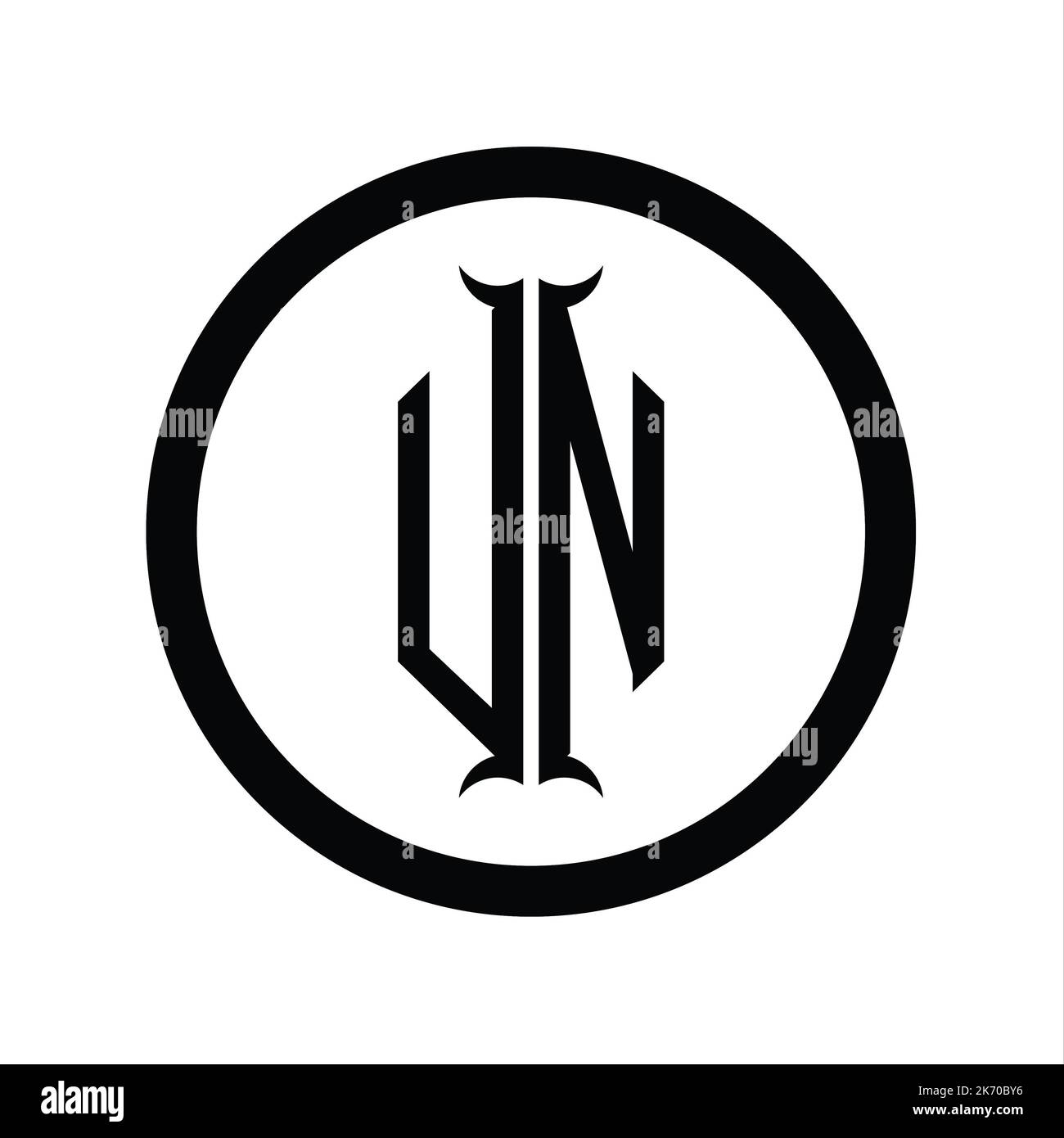 NU Logo monogram letter with hexagon horn shape design template Stock ...