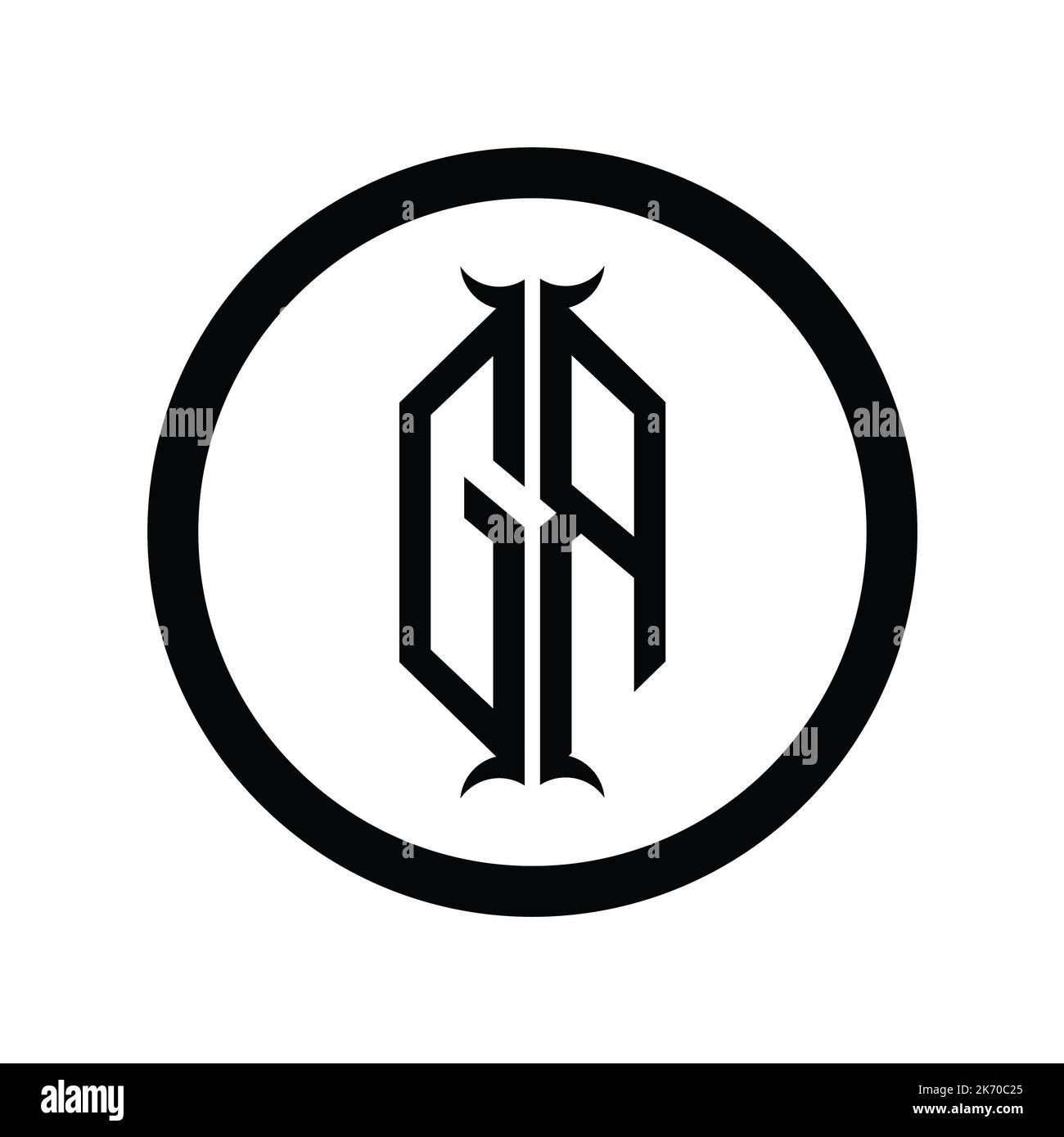 RG Logo monogram letter with hexagon horn shape design template Stock ...