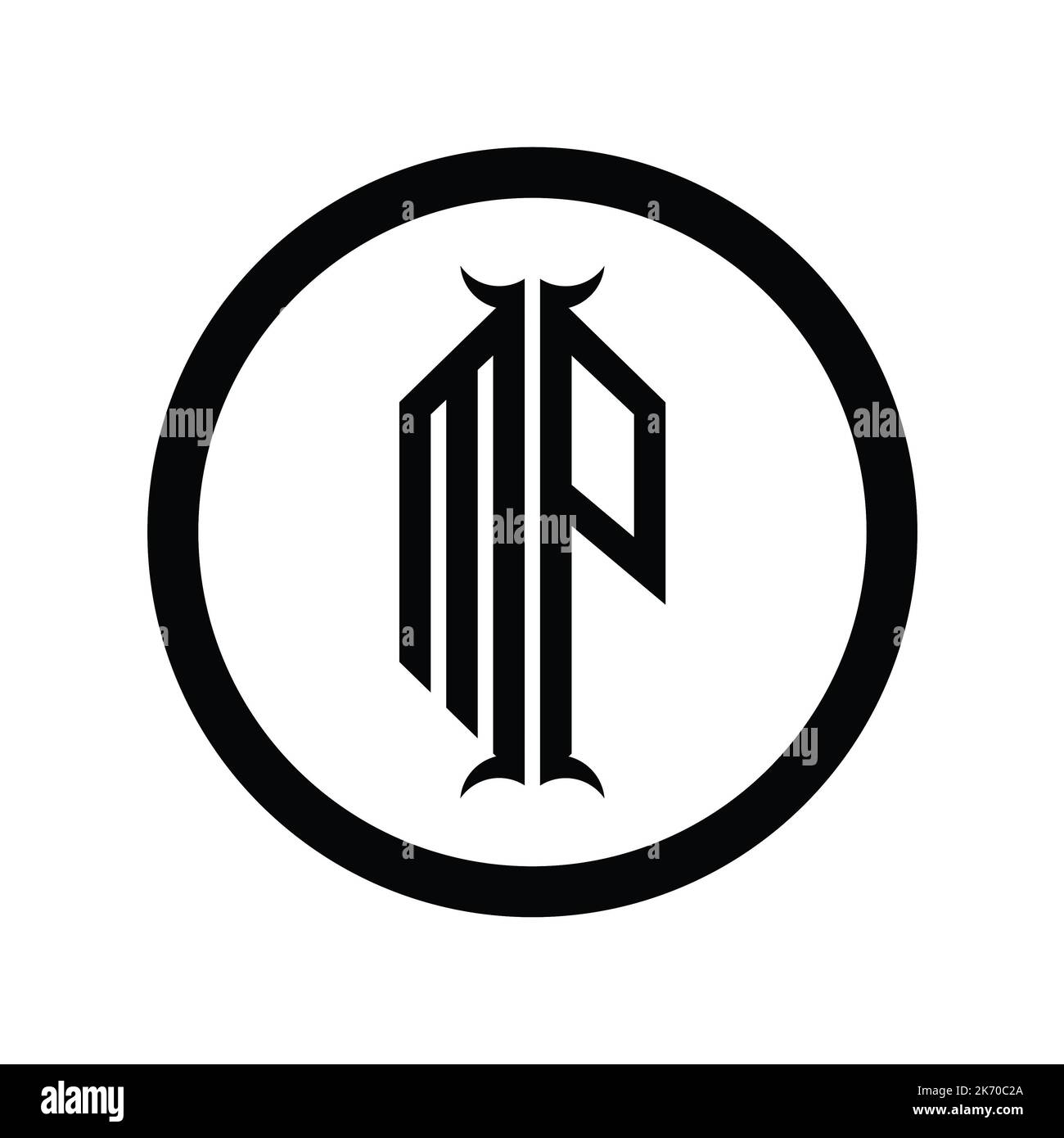 PM Logo monogram letter with hexagon horn shape design template Stock ...