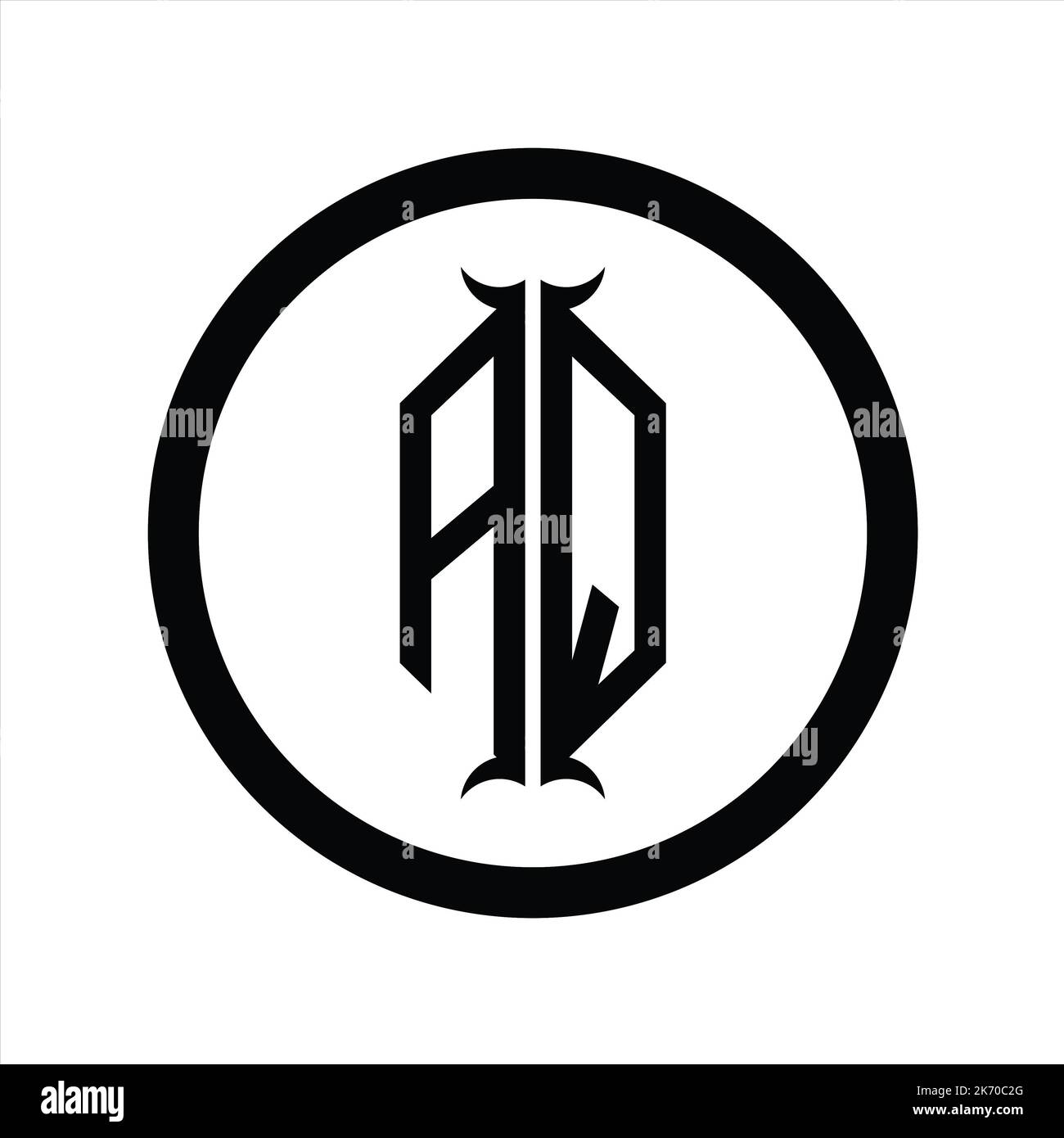 QA Logo monogram letter with hexagon horn shape design template Stock Photo - Alamy