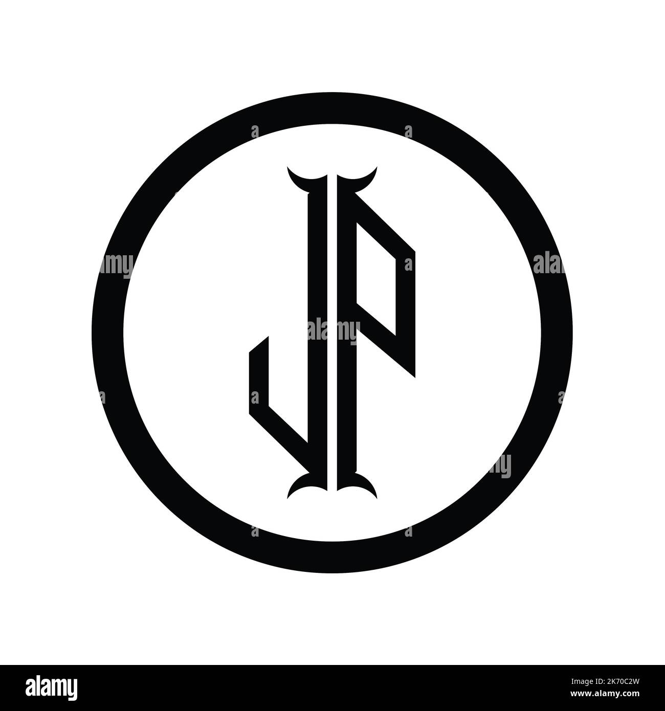 PJ Logo monogram letter with hexagon horn shape design template Stock ...