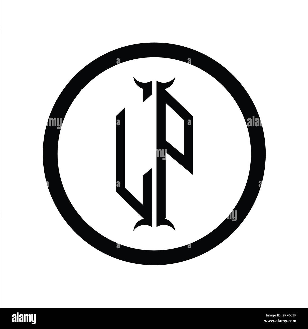 PL Logo monogram letter with hexagon horn shape design template Stock ...