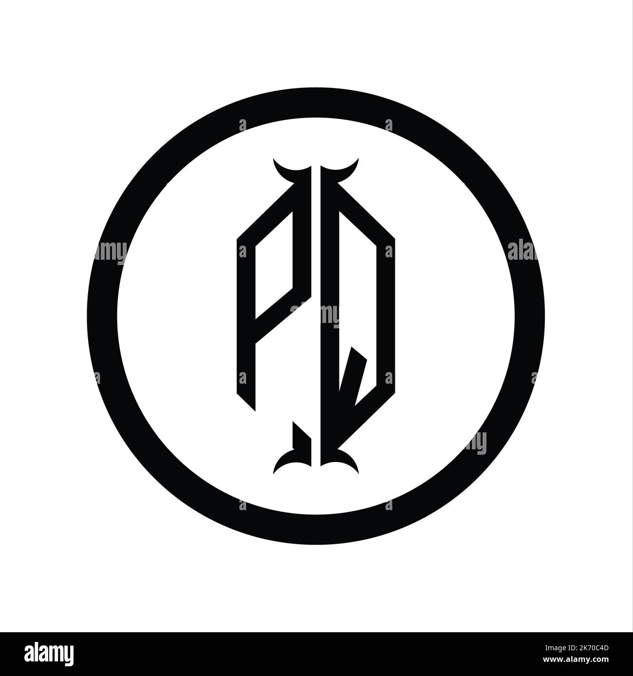 QP Logo monogram letter with hexagon horn shape design template Stock ...
