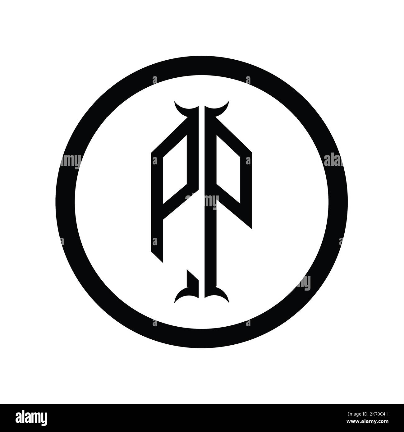 PP Logo monogram letter with hexagon horn shape design template Stock ...