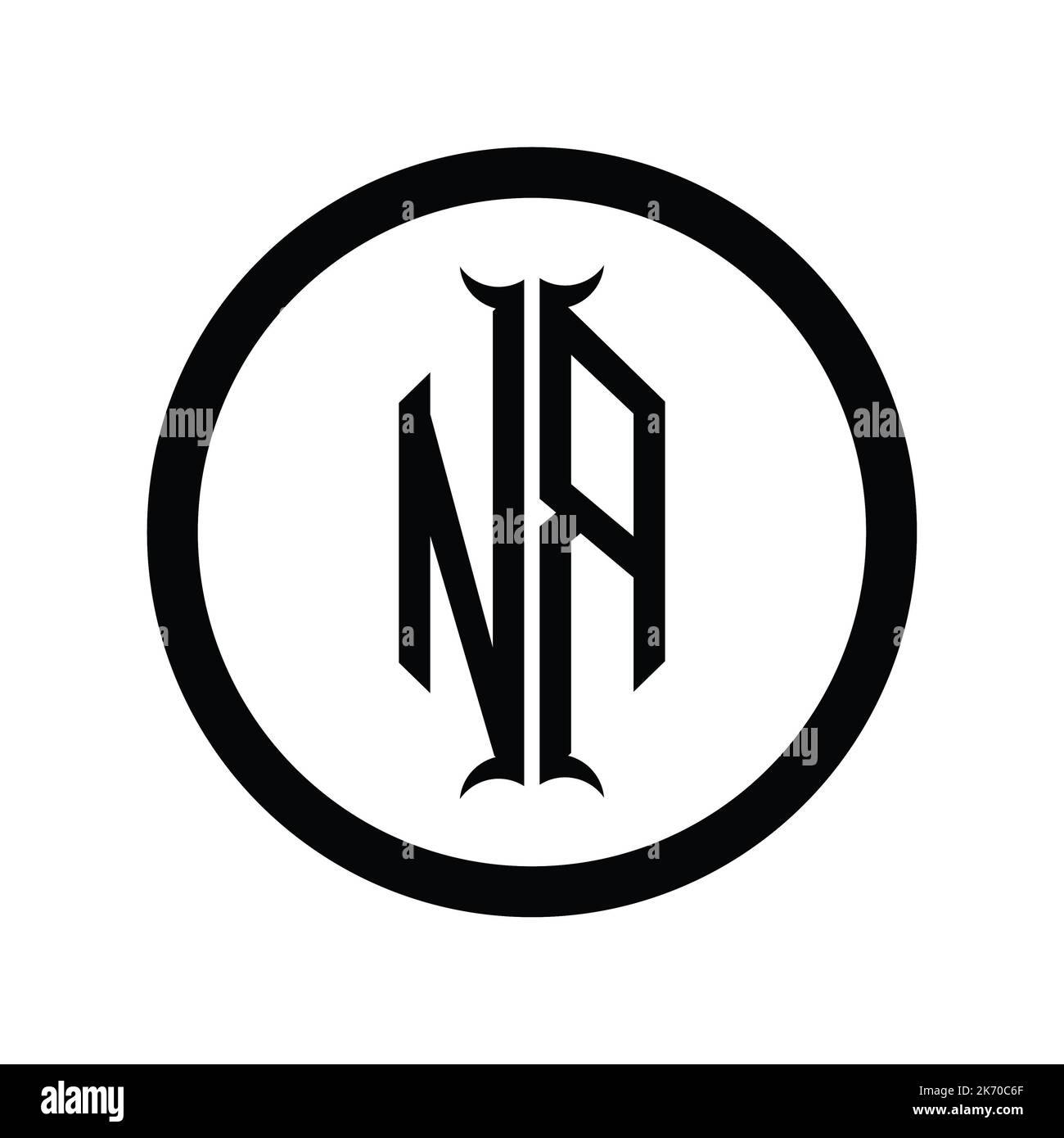 RN Logo monogram letter with hexagon horn shape design template Stock ...