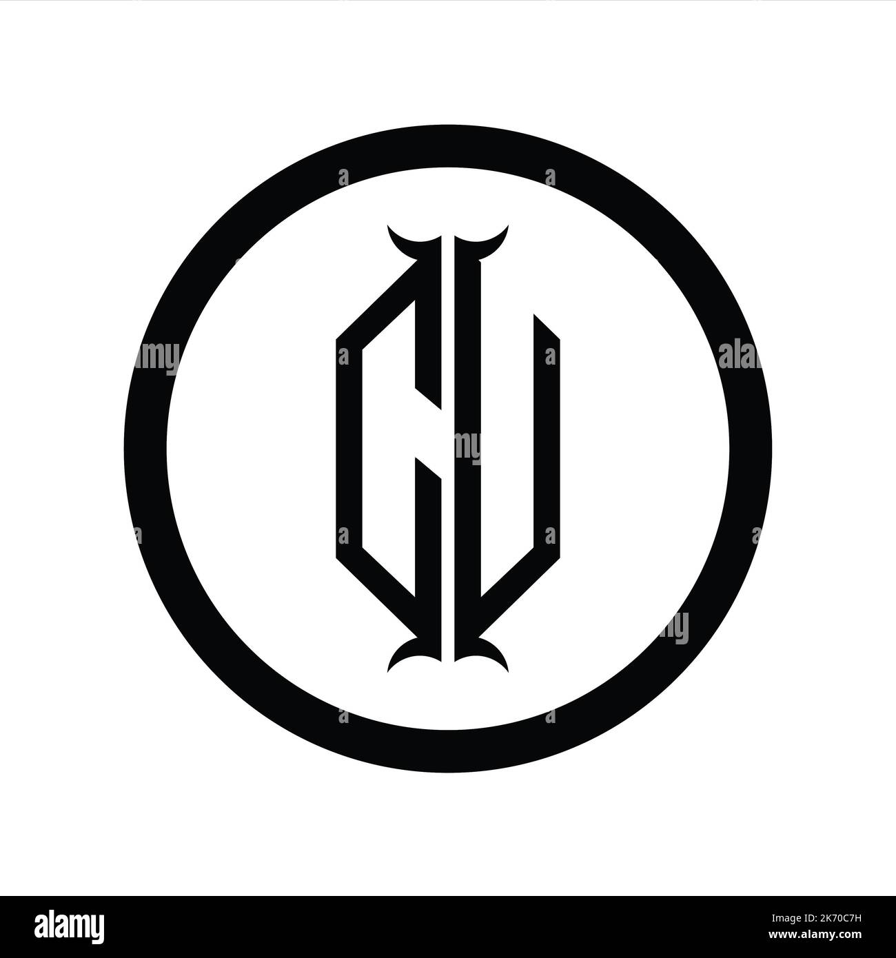 UC Logo monogram letter with hexagon horn shape design template Stock ...