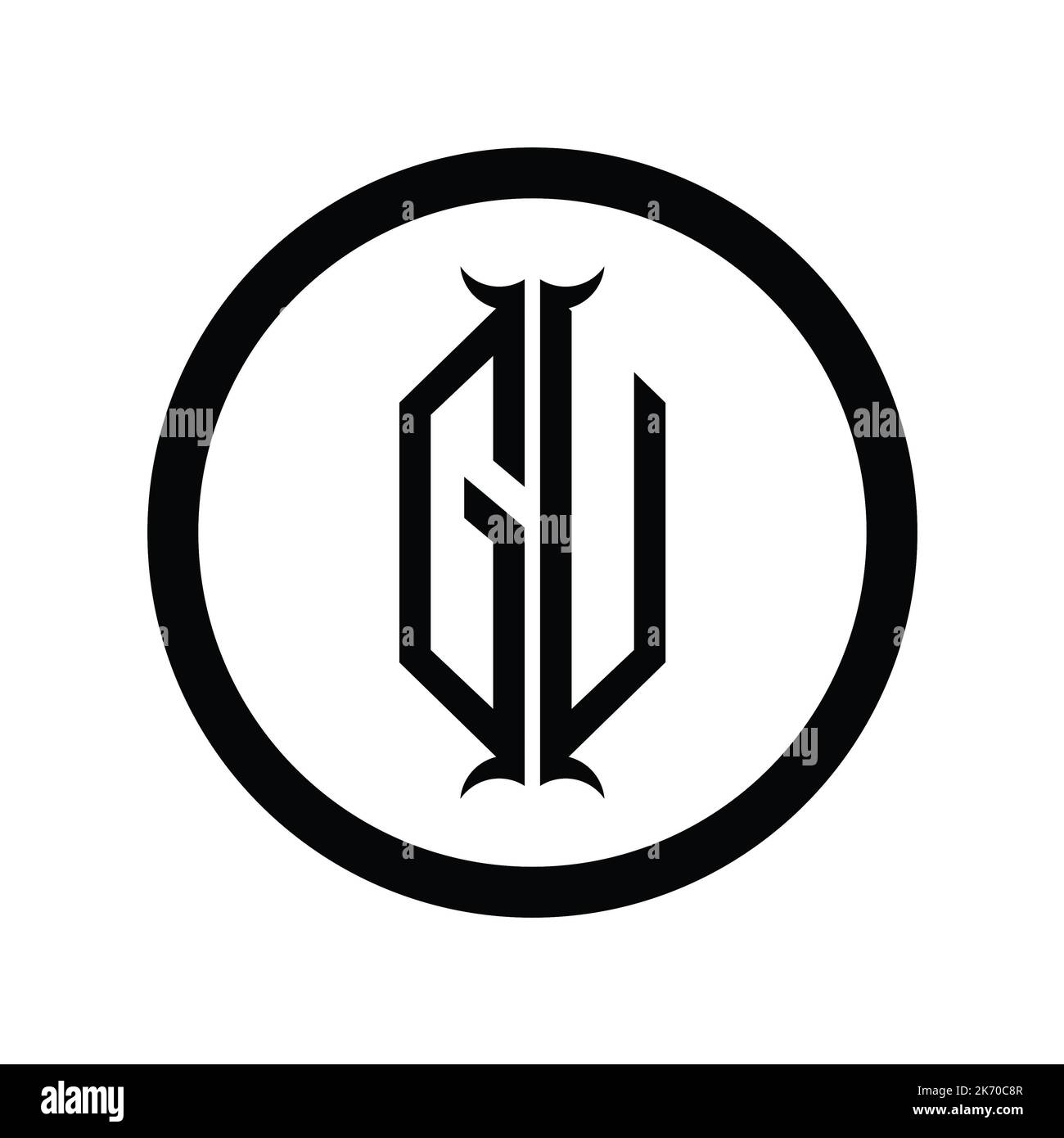UG Logo monogram letter with hexagon horn shape design template Stock ...