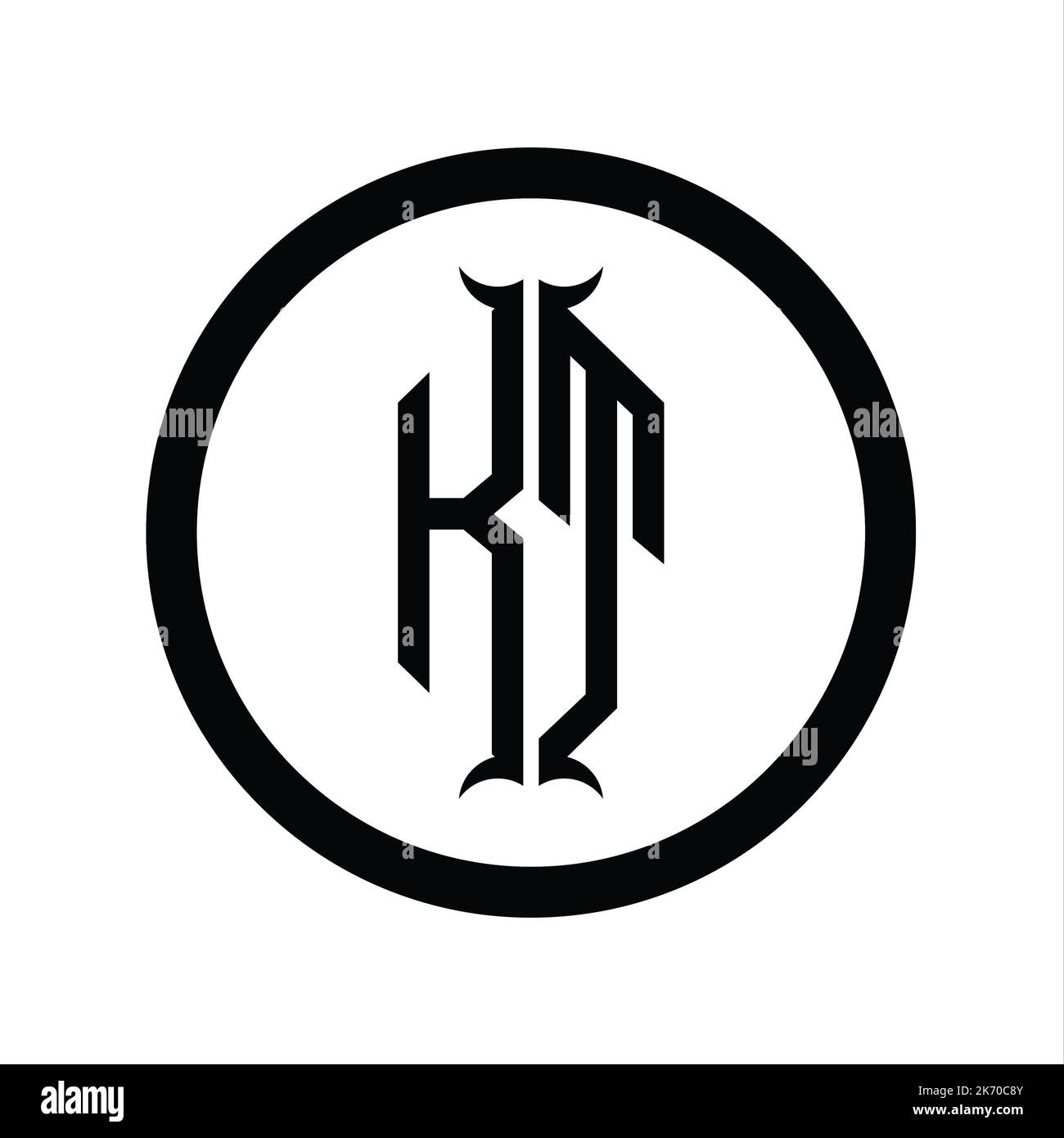 TK Logo monogram letter with hexagon horn shape design template Stock ...