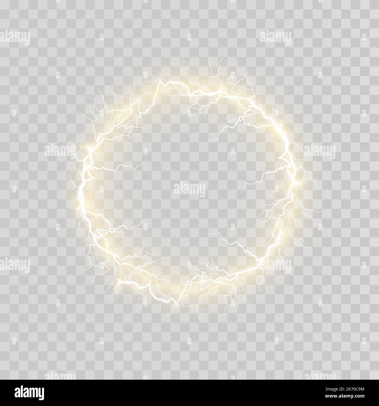 Ball golden lightning on a transparent background. Vector illustration ...