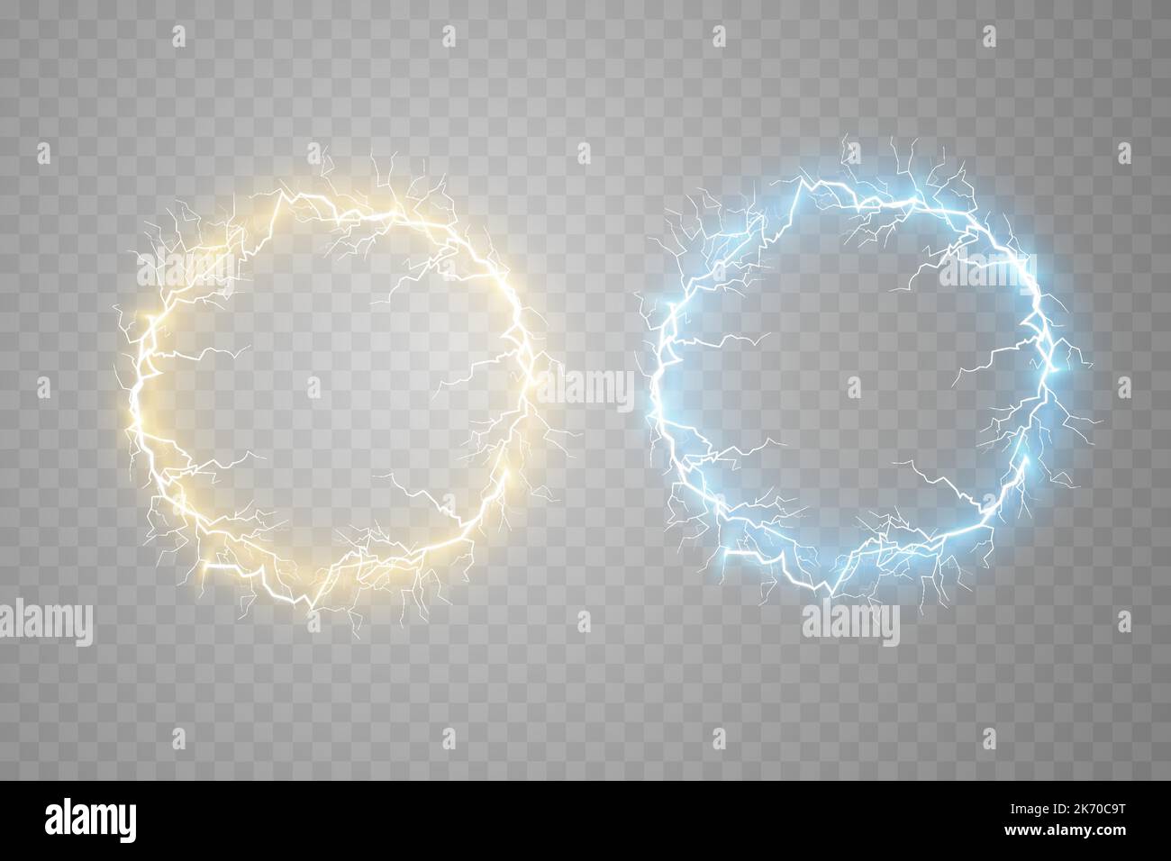 Ball blue and golden lightning on a transparent background. Vector ...