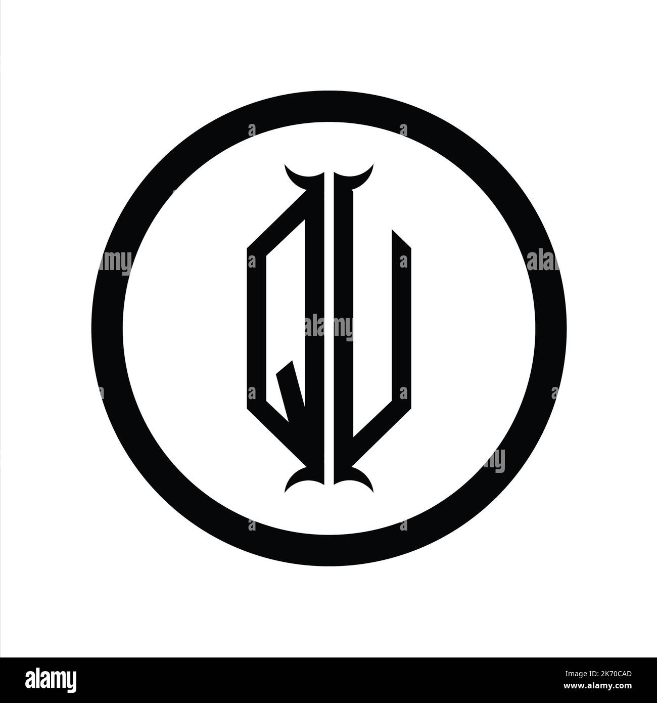 UQ Logo monogram letter with hexagon horn shape design template Stock ...