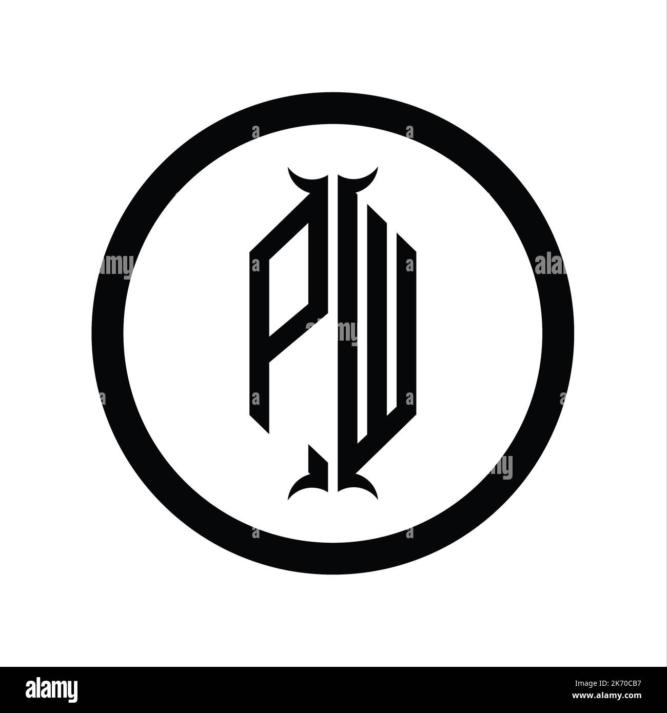 WP Logo monogram letter with hexagon horn shape design template Stock ...