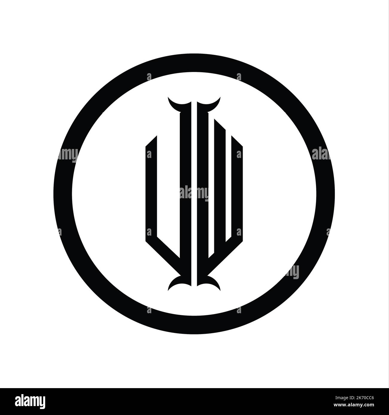 WU Logo monogram letter with hexagon horn shape design template Stock ...