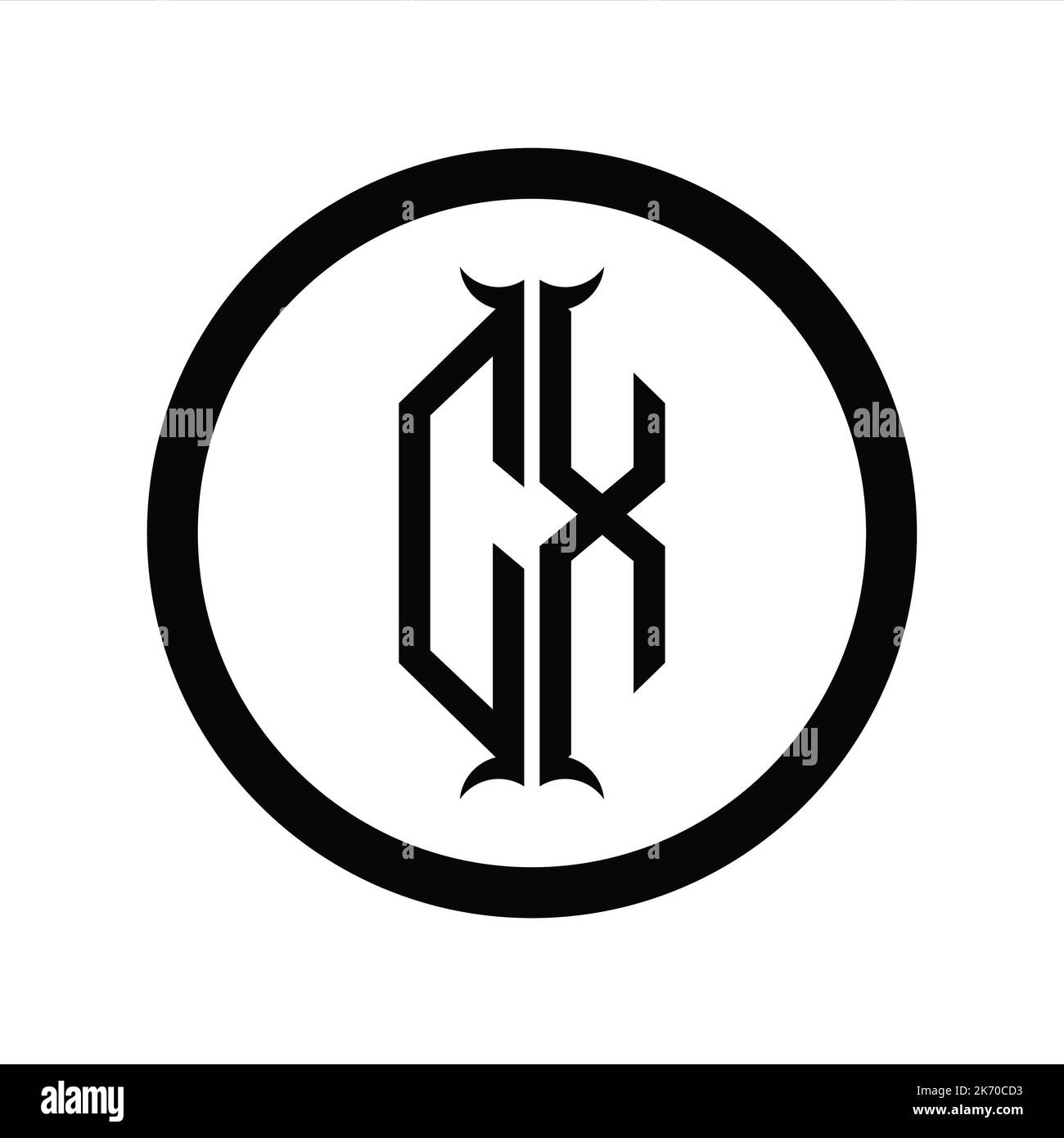 XC Logo monogram letter with hexagon horn shape design template Stock ...