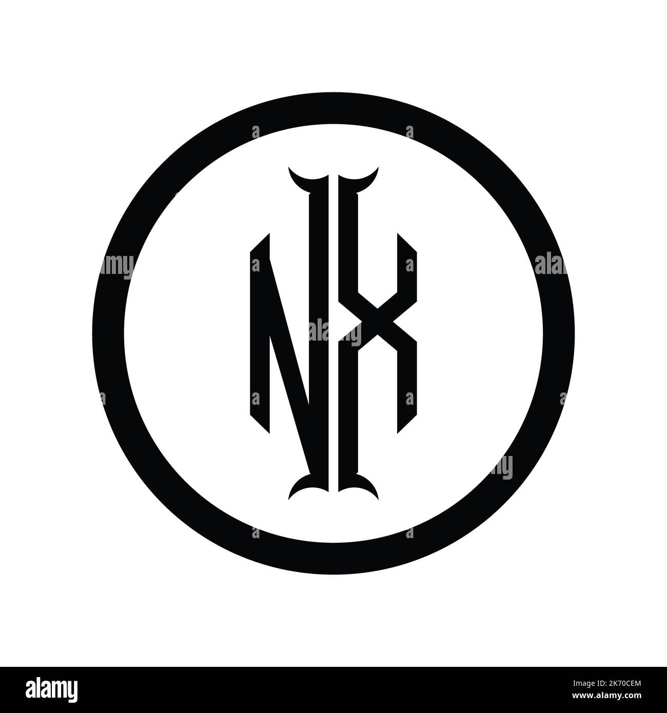 XN Logo monogram letter with hexagon horn shape design template Stock ...