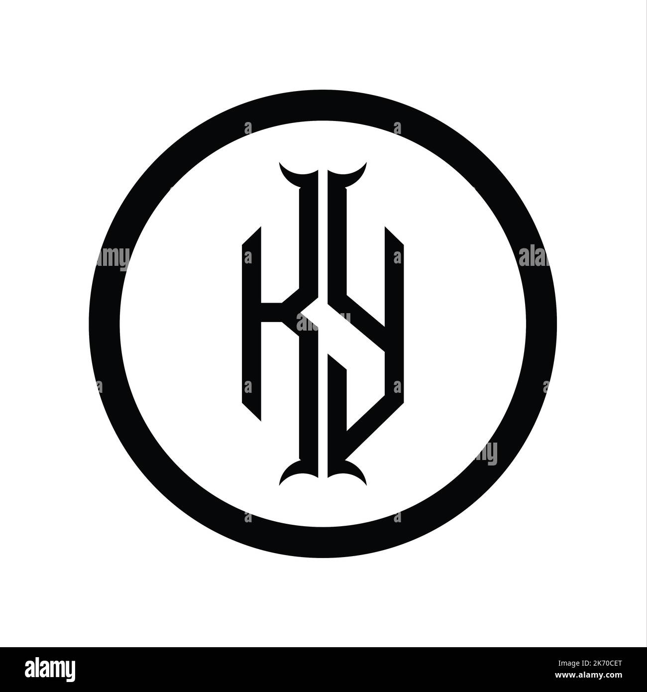 YK Logo monogram letter with hexagon horn shape design template Stock ...