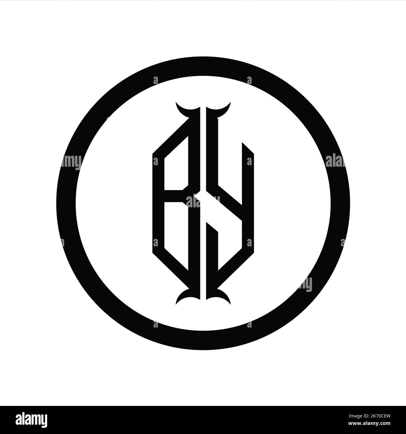 YB Logo monogram letter with hexagon horn shape design template Stock ...