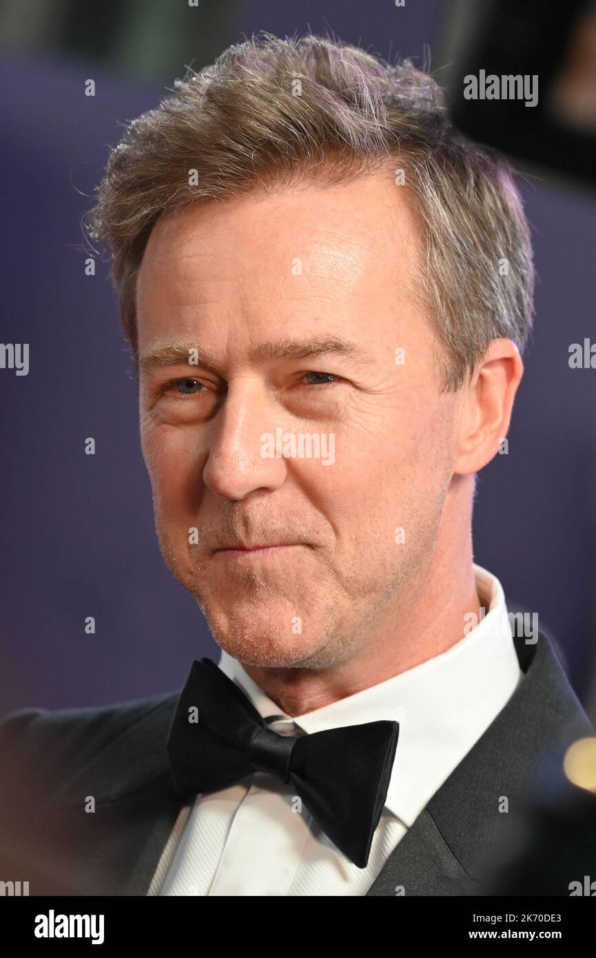 London, UK. 16th Oct, 2022. Edward Norton arrive at the Glass Onion: A ...