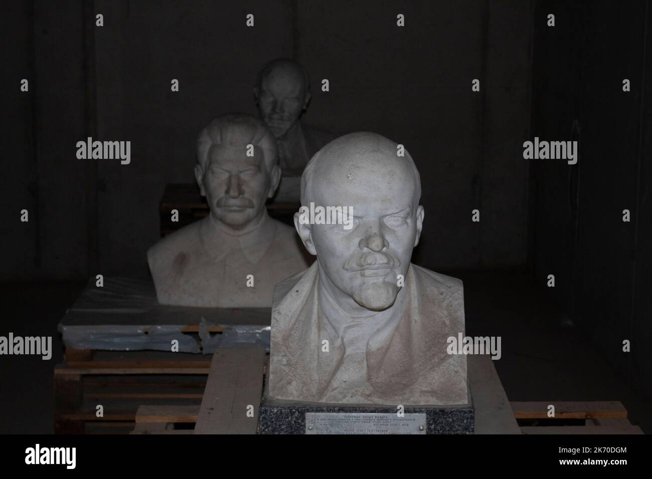 Busts of Lenin and Stalin Memento Park an open-air museum dedicated to ...