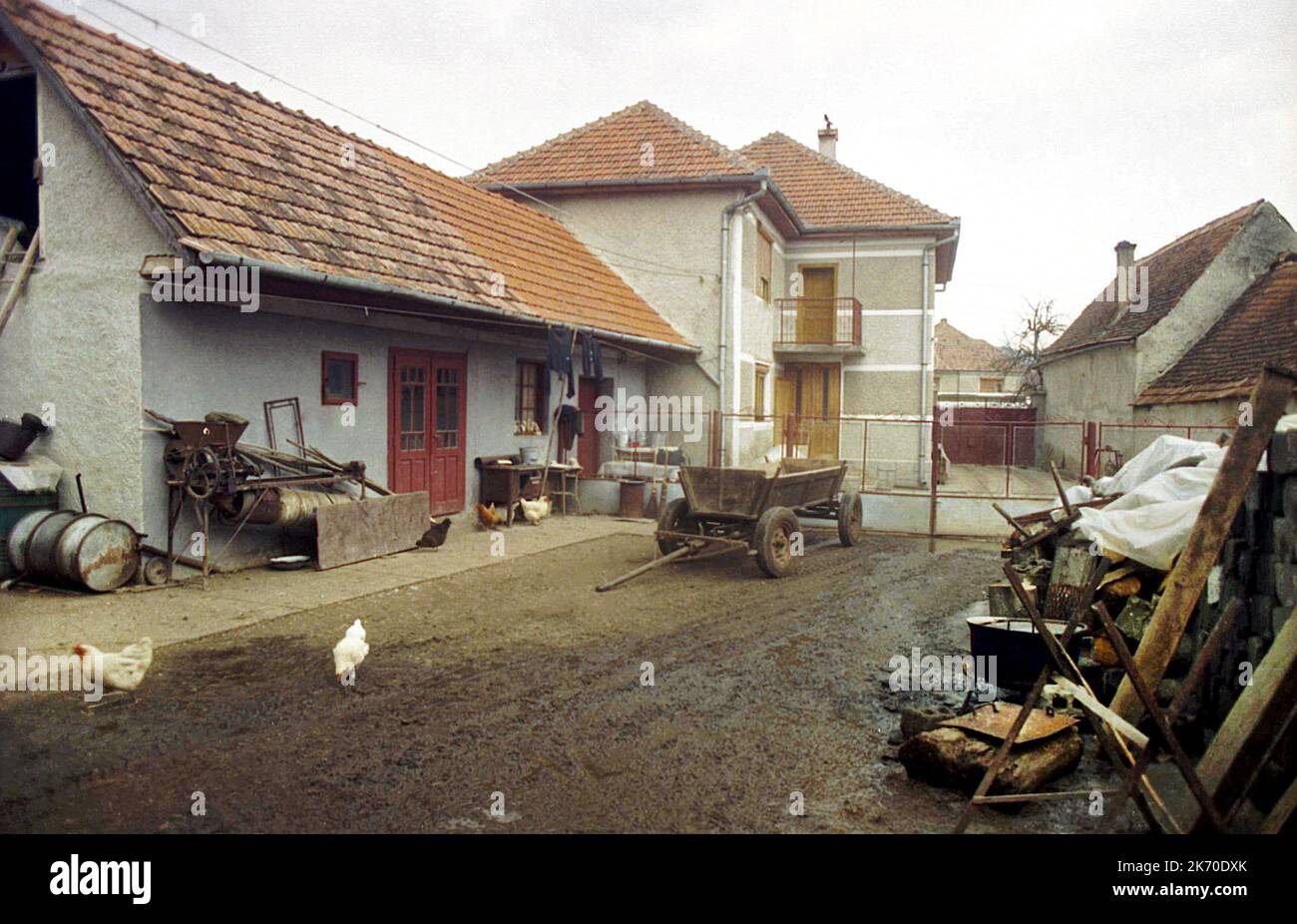 Brasov County, Romania, approx. 2000. Court yard of a rural property in ...