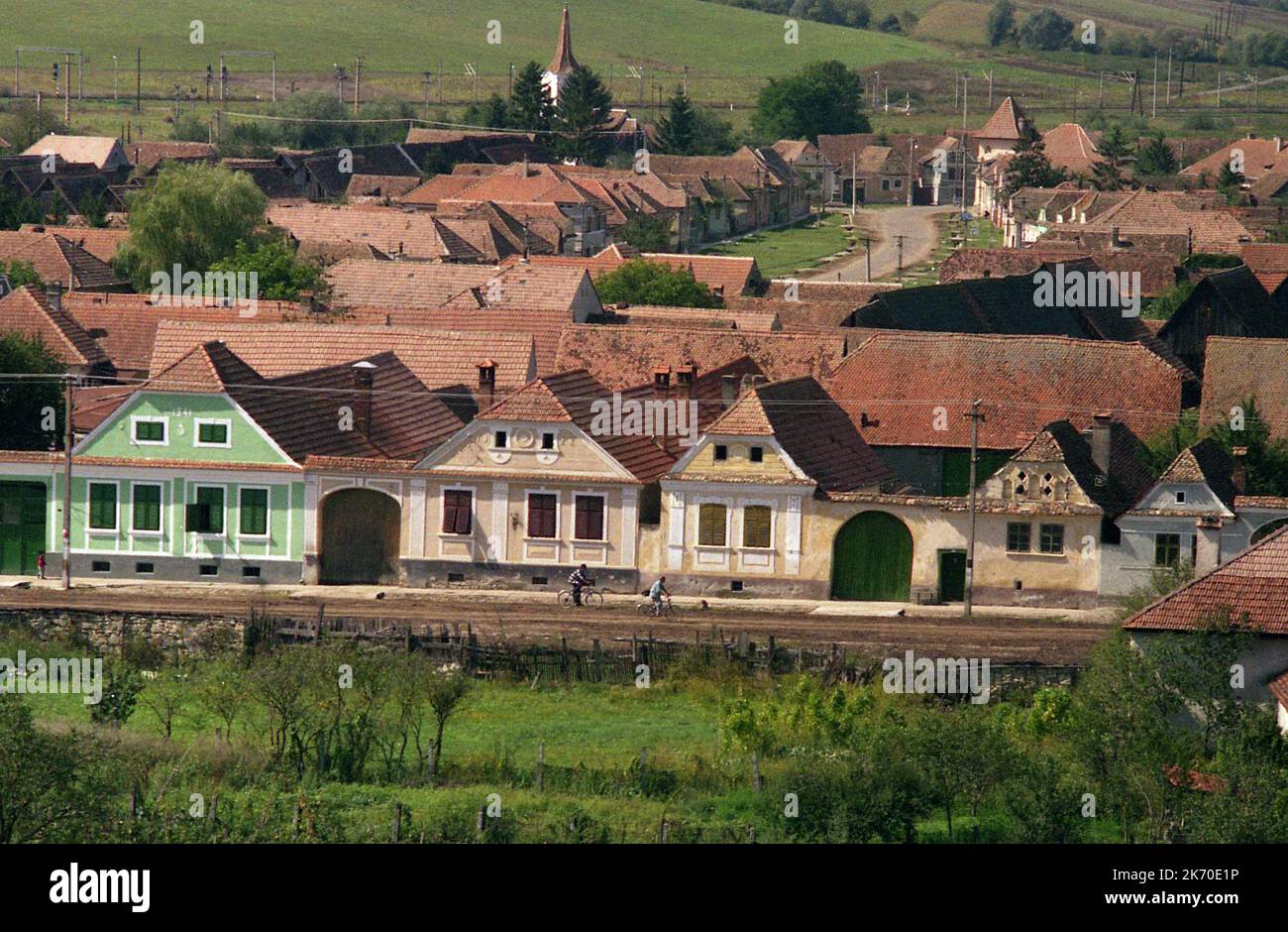 Saxon houses in Cata, Brasov County, Romania, approx. 2000 Stock Photo ...
