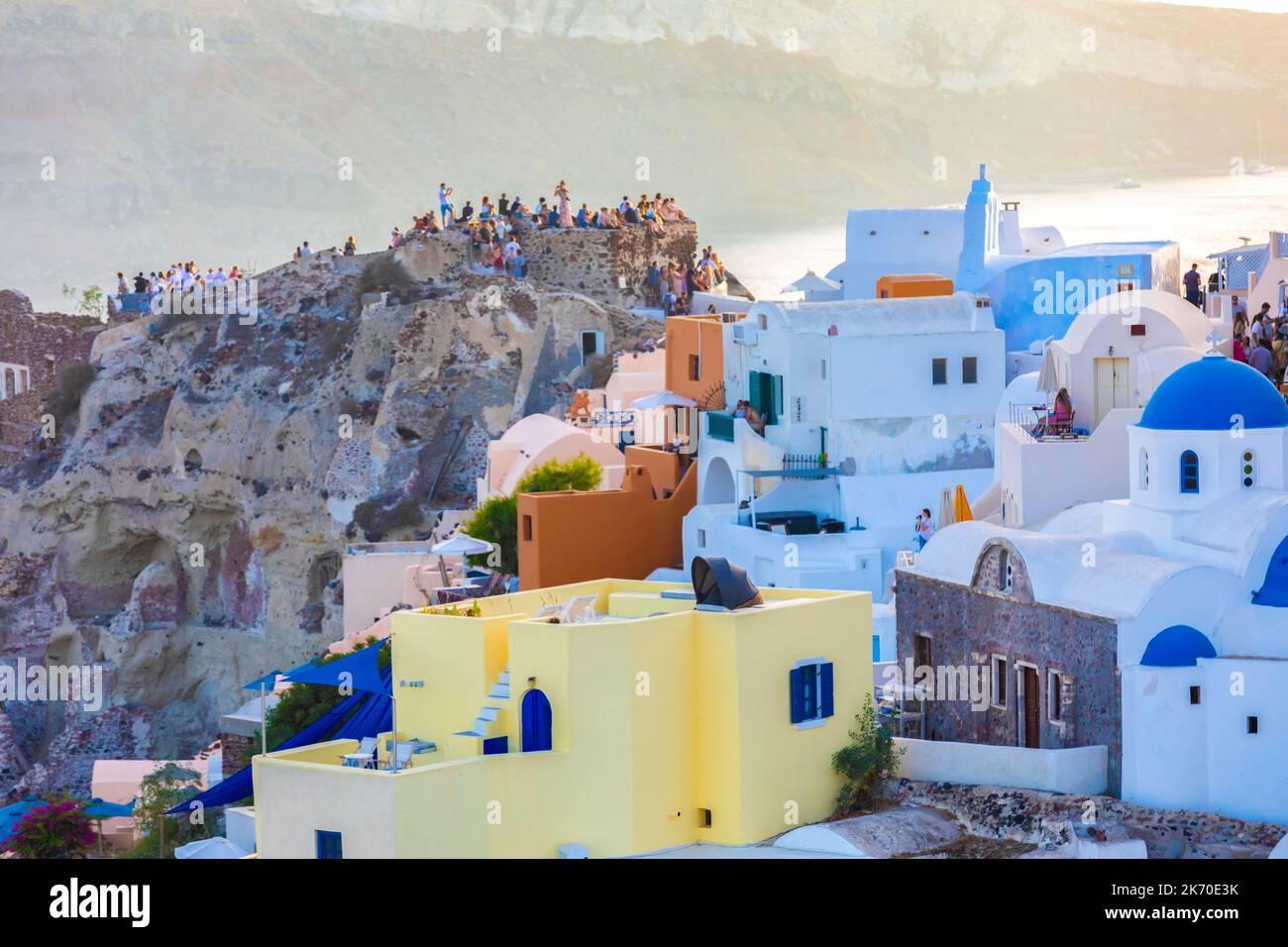 view of stucco buildings in Fira Village, Santorini Stock Photo - Alamy