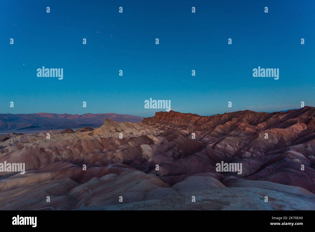 Zabriskie Point Death Valley National Park Blue Hour Stars Stock Photo ...