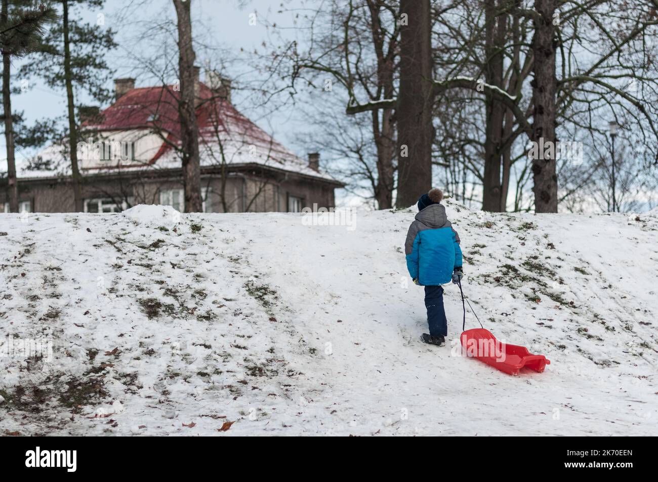 Boy sled ride on hi-res stock photography and images - Alamy