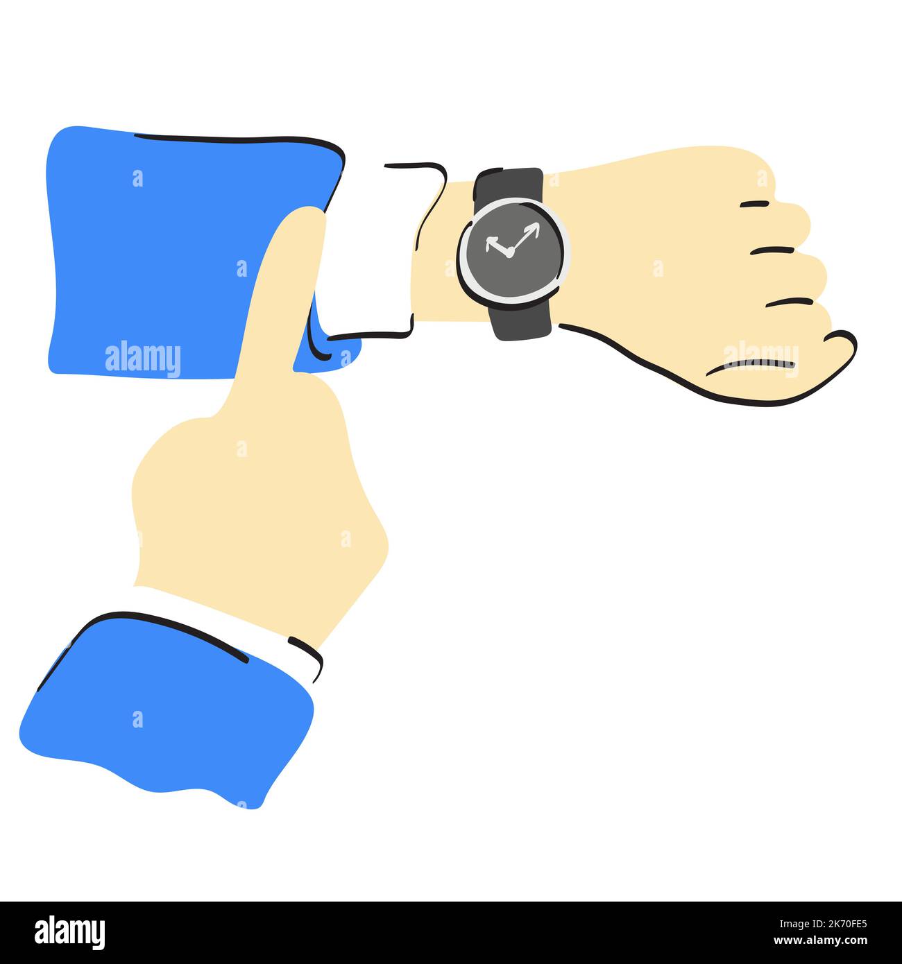 Businessman pointing at hand watch om his wrist illustration vector ...