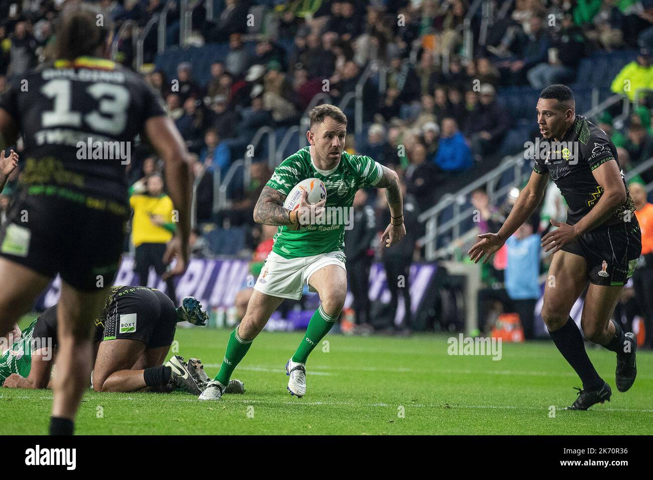 Leeds, UK. 16th Oct, 2022. *** Richie Myler of Ireland makes a break ...
