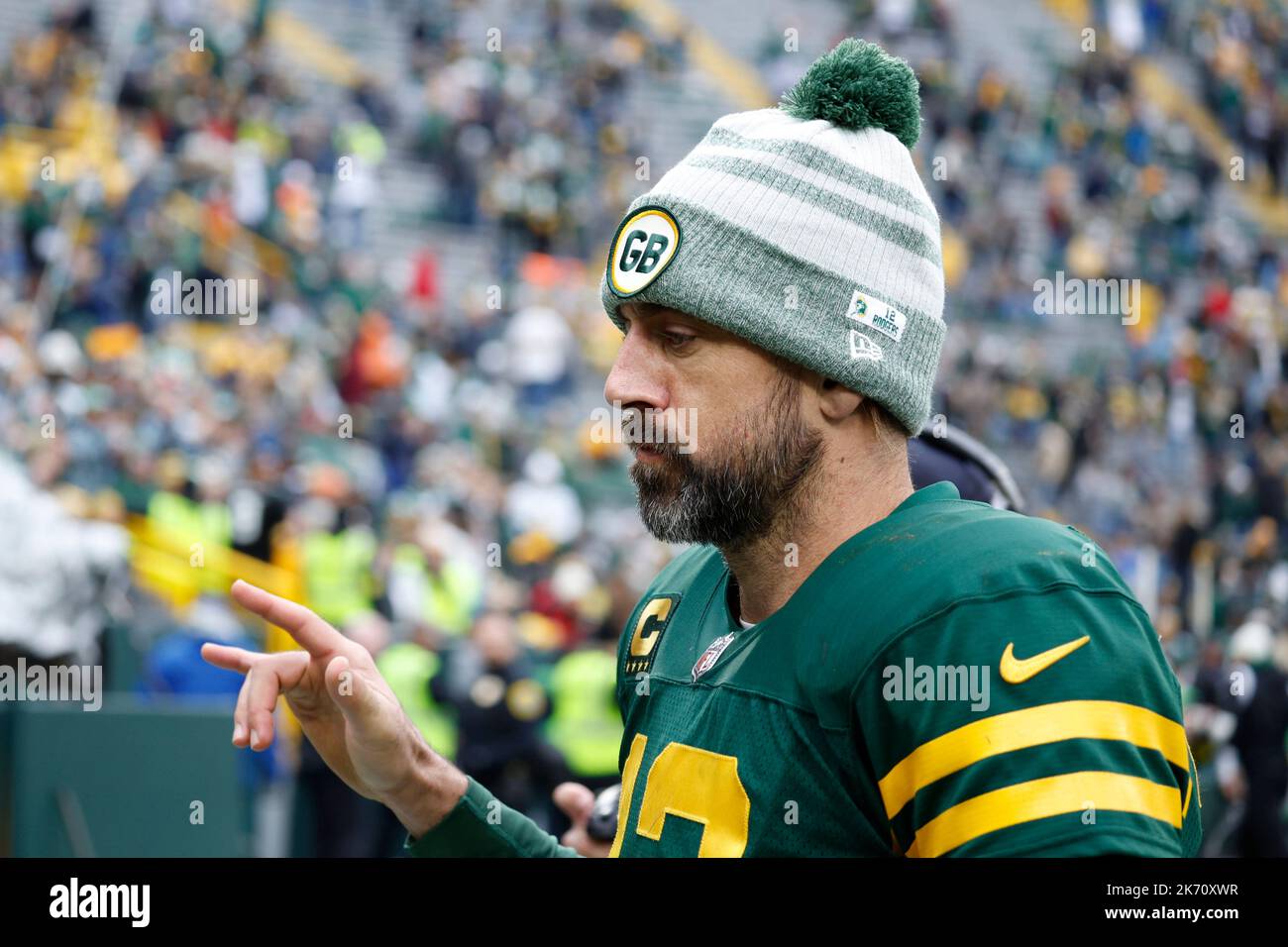Green Bay, Wisconsin, USA. 16th Oct, 2022. Green Bay Packers quarterback Aaron Rodgers (12 ...