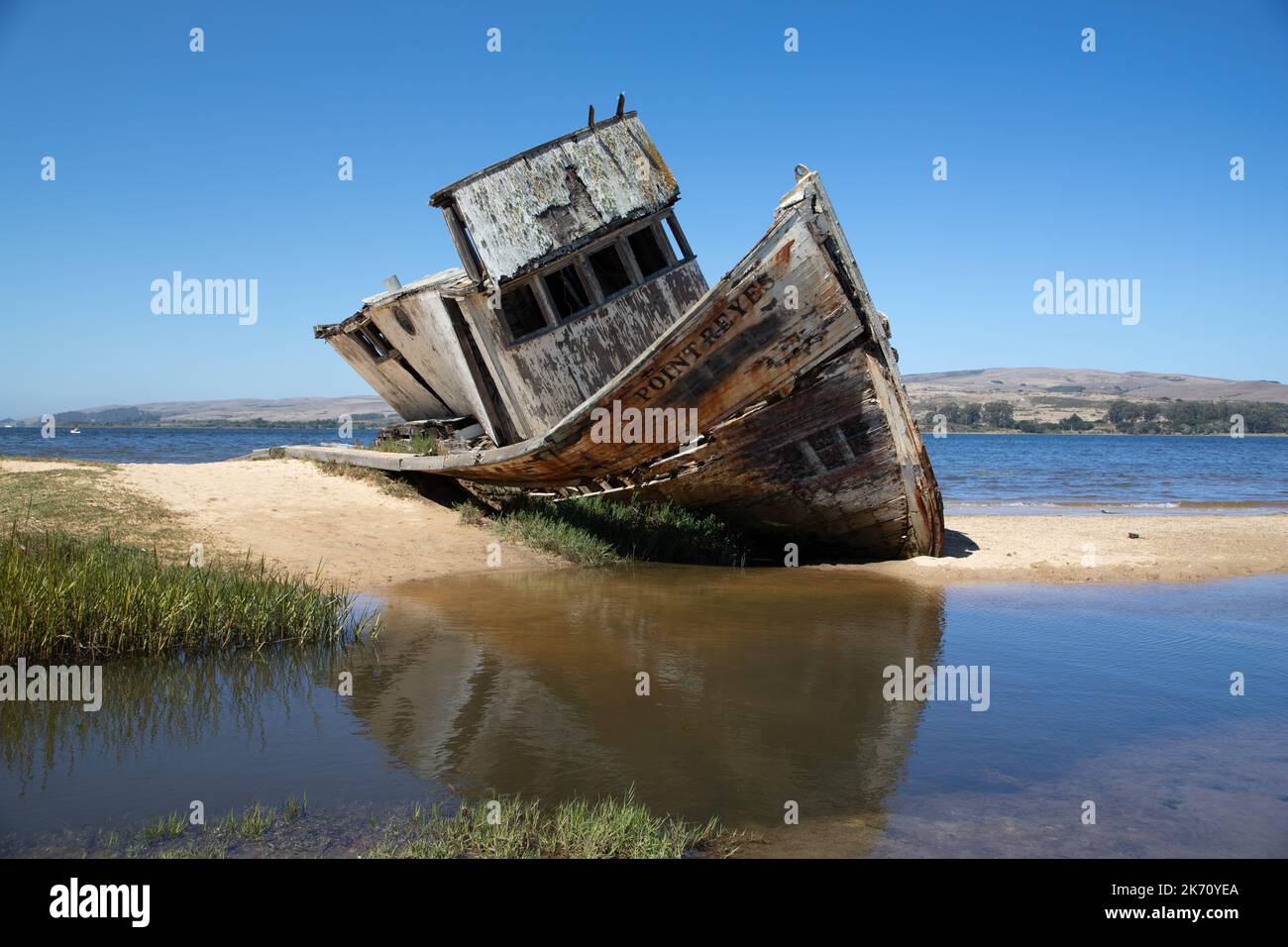 The beached wreck of the Point Reyes in Inverness, California Stock ...