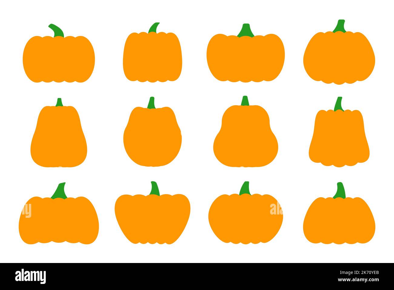 Pumpkins flat icons set. Sign kit of halloween. Thanksgiving pictogram ...