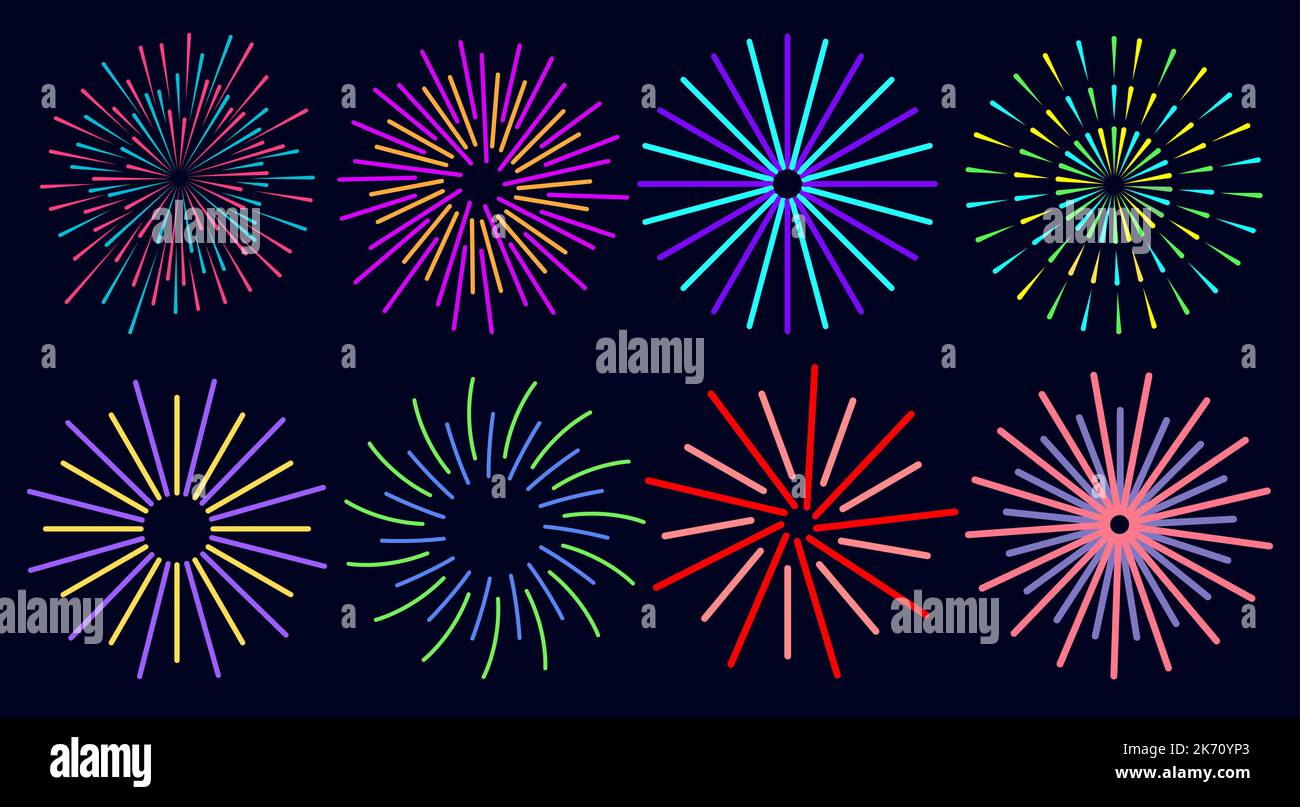 Fireworks color bright set. Celebration fire firework christmas new ...
